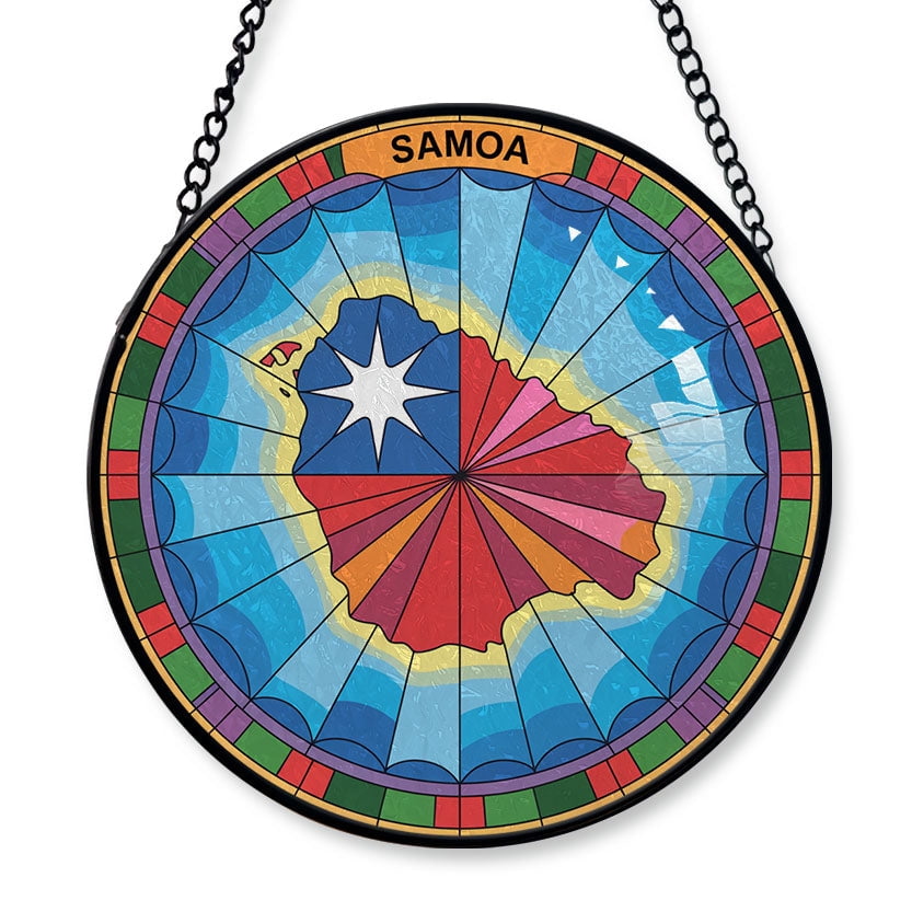 Samoa Travel Decor Suncatcher Stained Glass Window Hanging, Gift for Traveller, Collection of ...