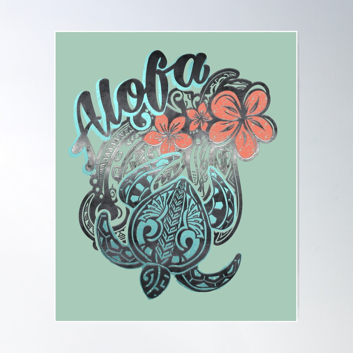 Samoan Alofa Cracked And Grunged Poster Wall Art, Modern Wall Decor For ...
