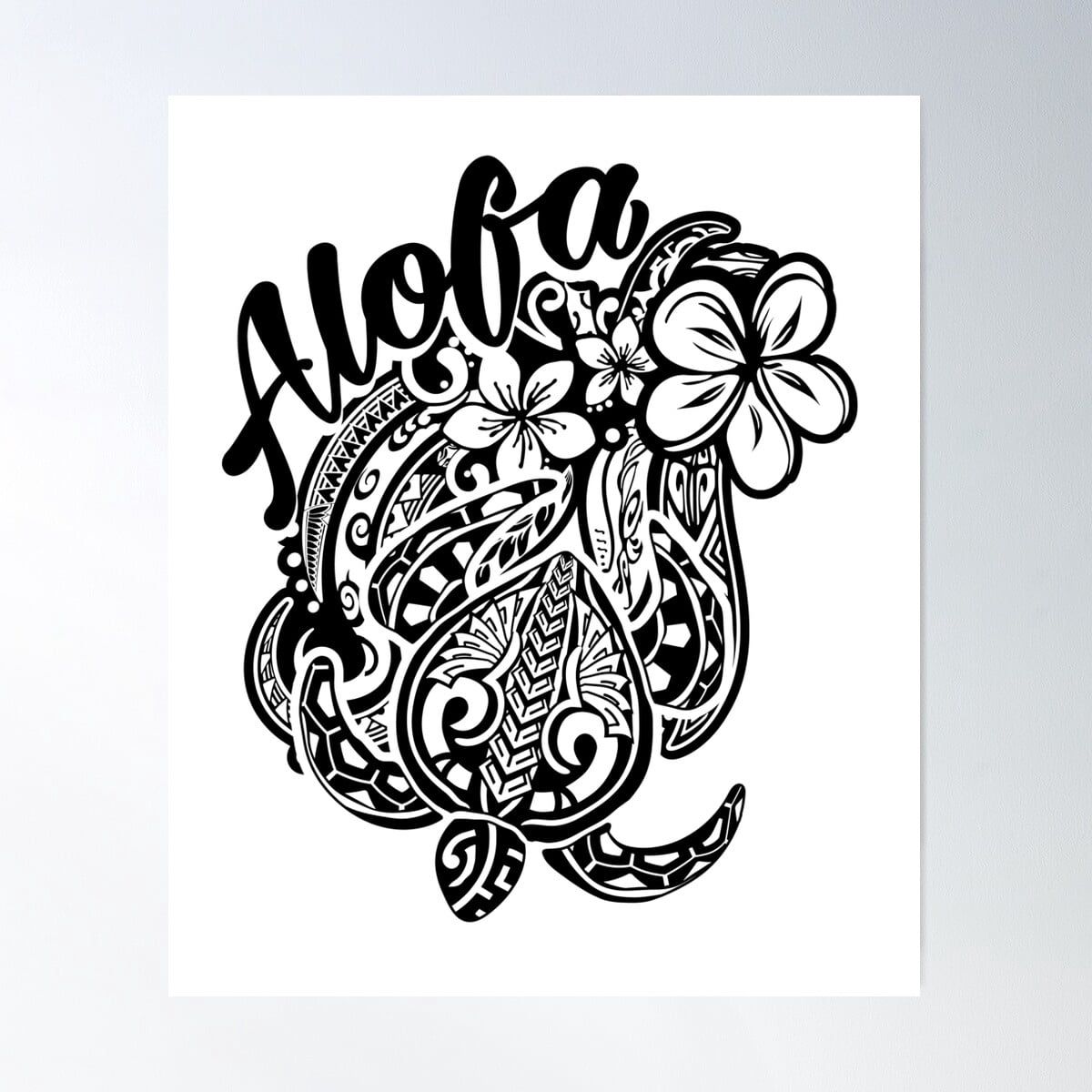 Samoan Alofa Turtle And Floral Collage Poster Wall Art, Modern Wall ...