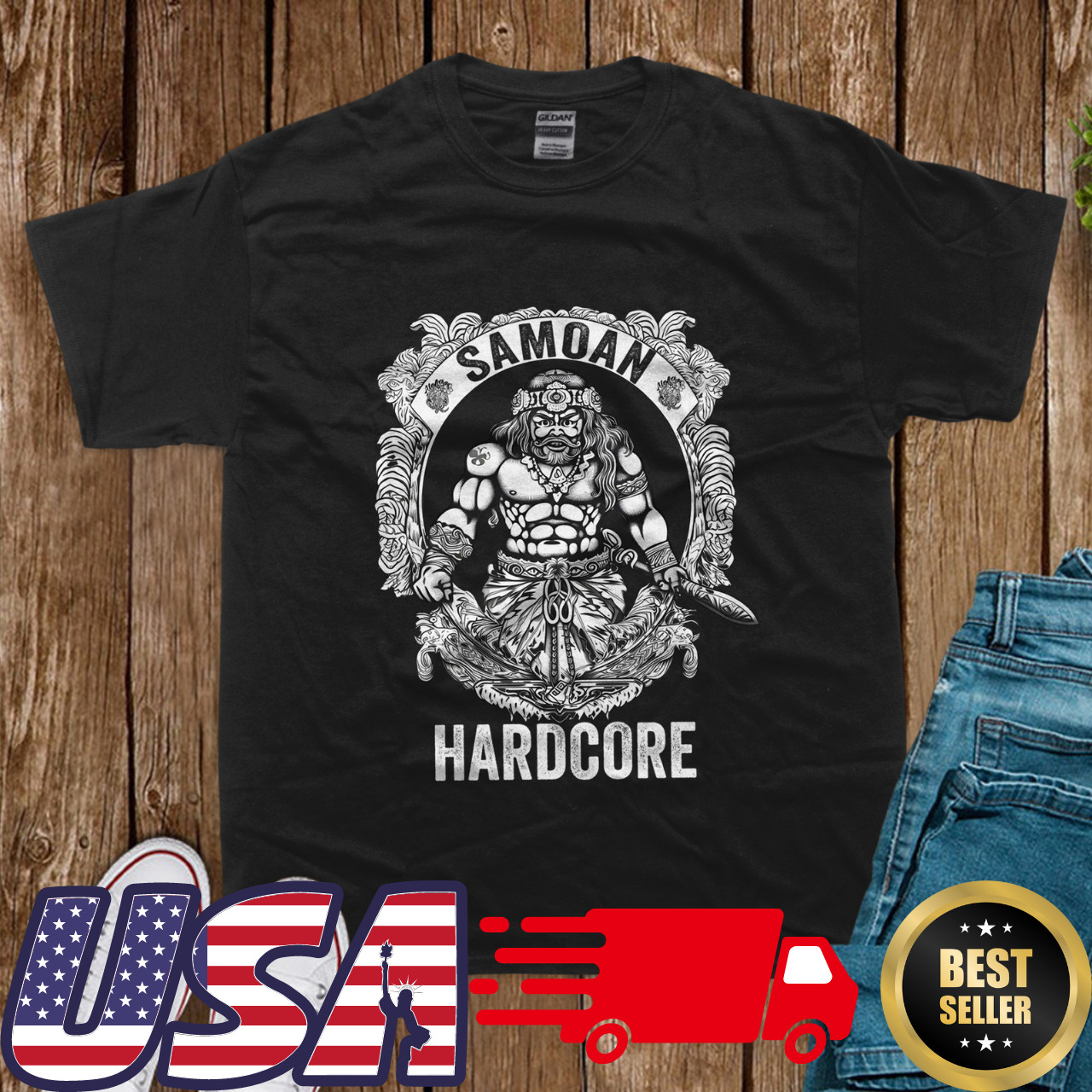 Samoan Clothing Samoan Hard Core Samoa Unisex Black T-Shirt - Walmart.com