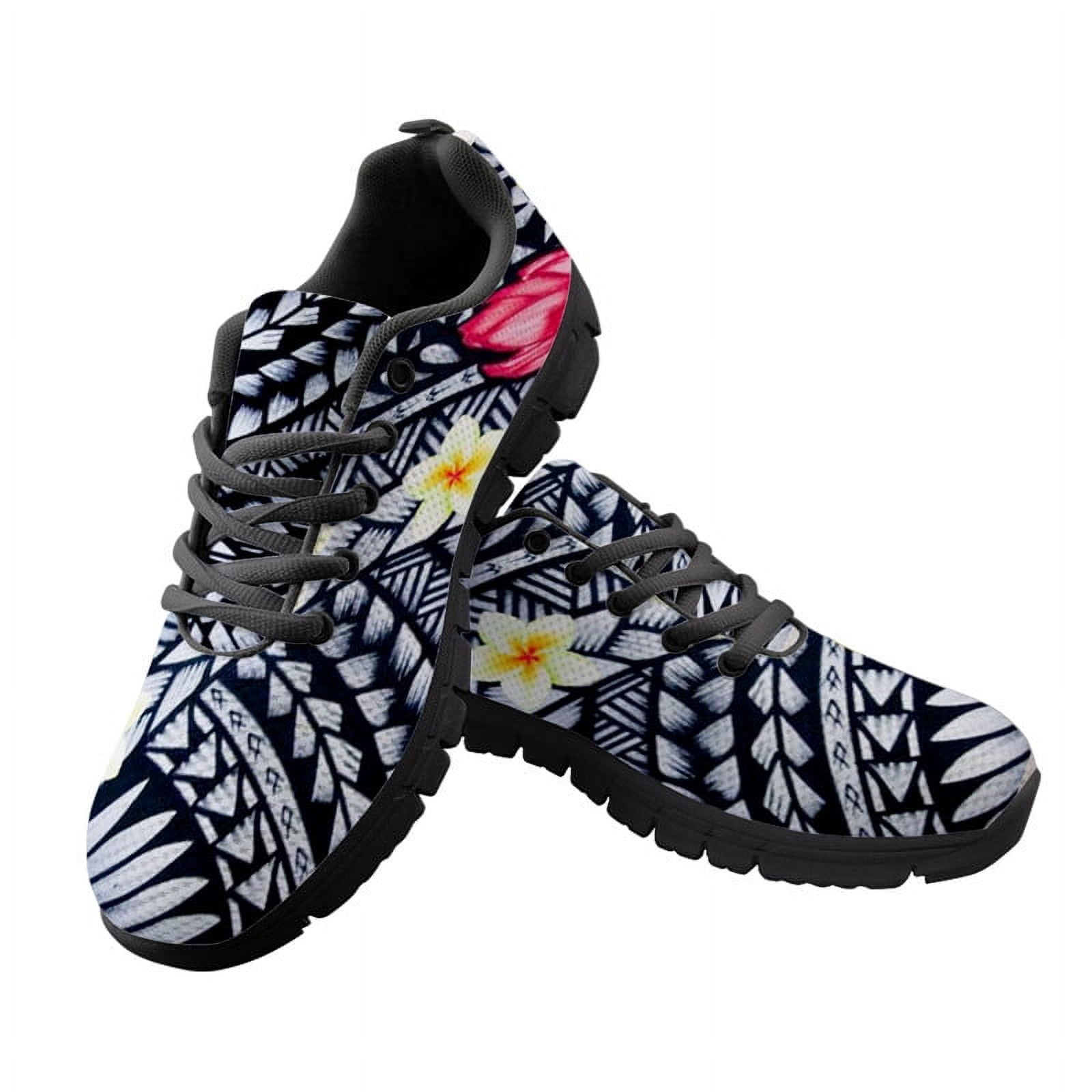Samoan Tribal Plumeria Pattern Sneakers For Women Fashion Soft ...