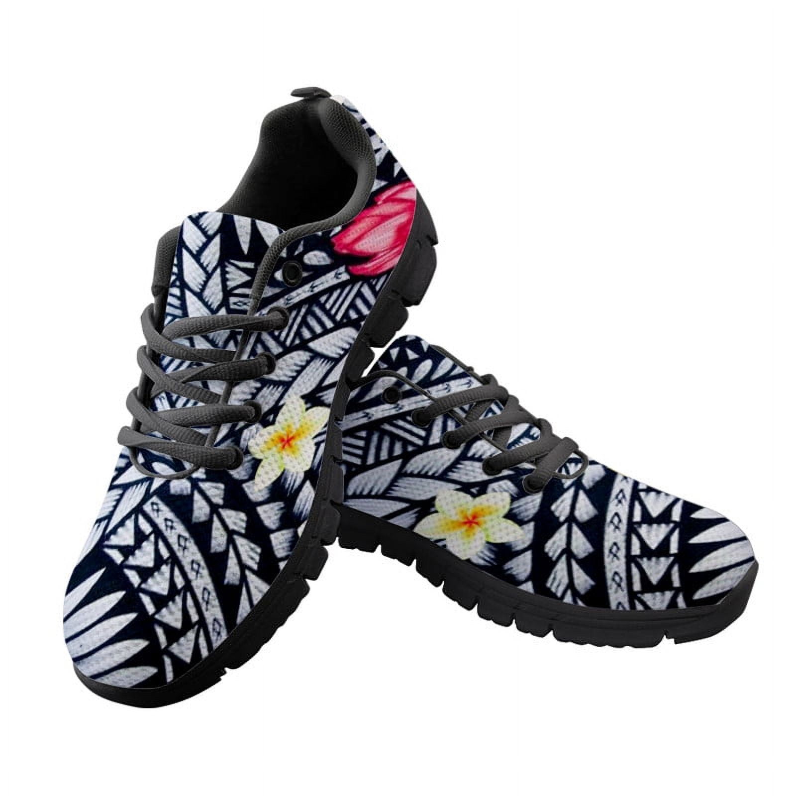Samoan Tribal Plumeria Pattern Sneakers For Women Fashion Soft ...
