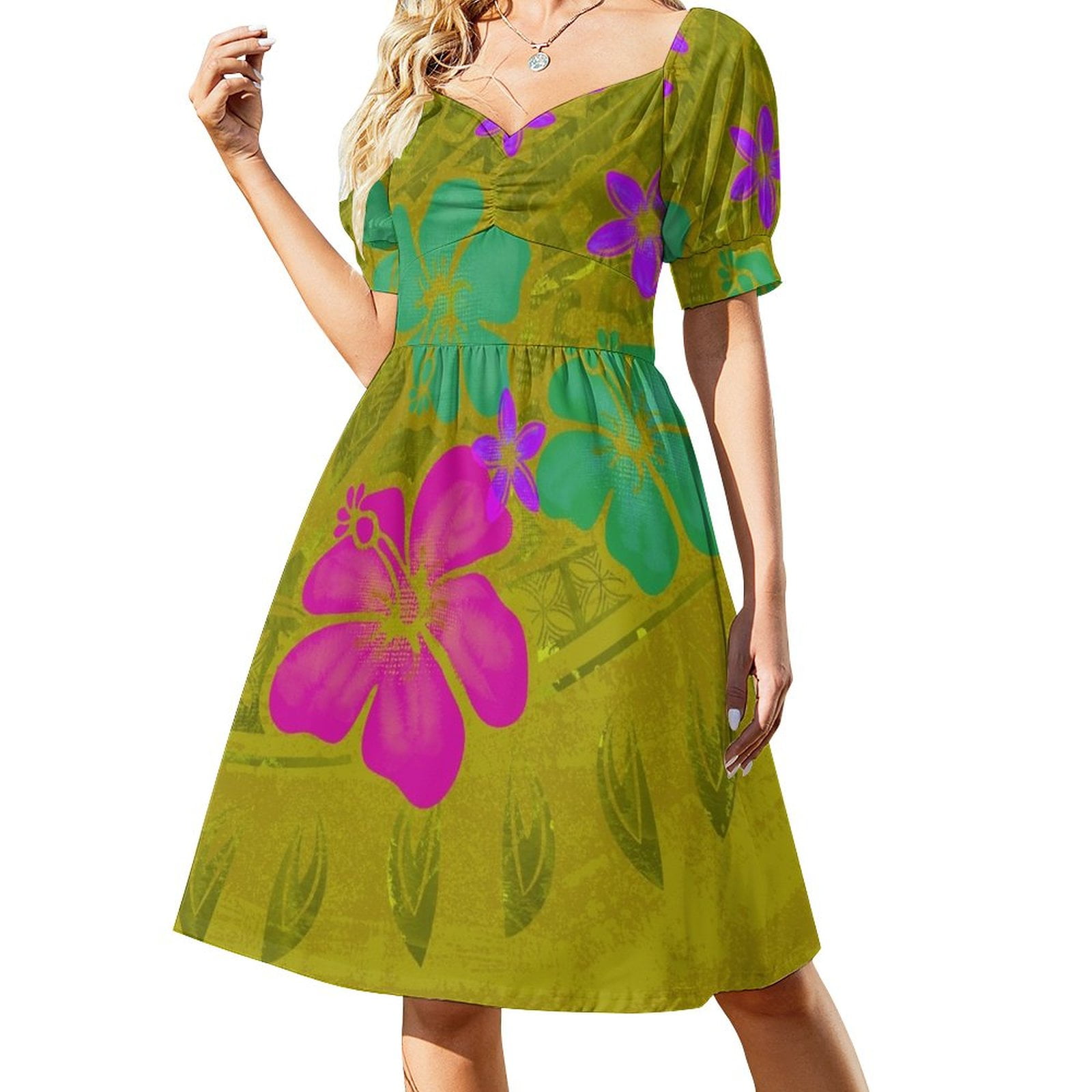 Samoan Tropical Floral Print Sleeveless Dress women dress festival ...
