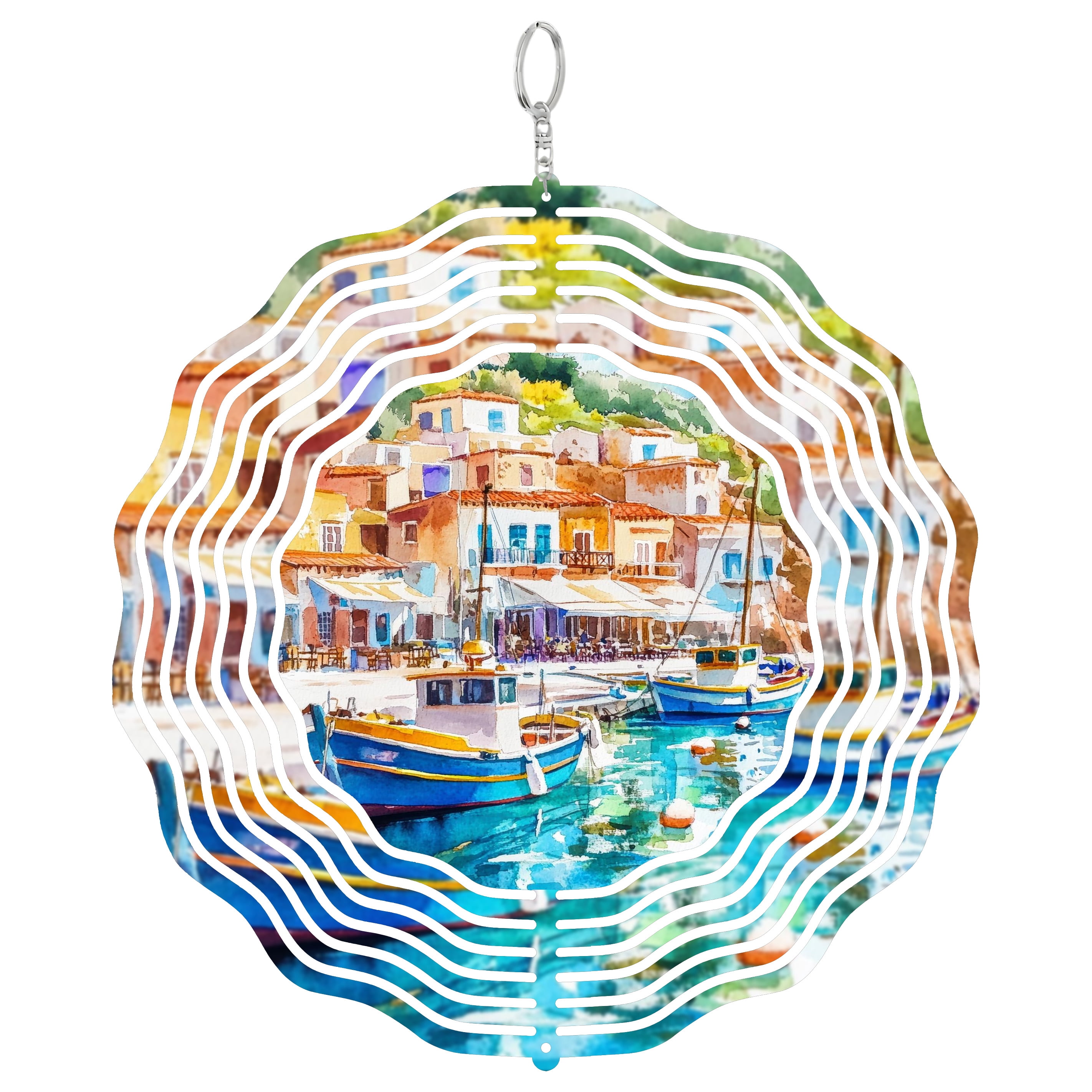 Samos Greece Island View 3D Wind Spinner Metal Kinetic Hanging Decor ...