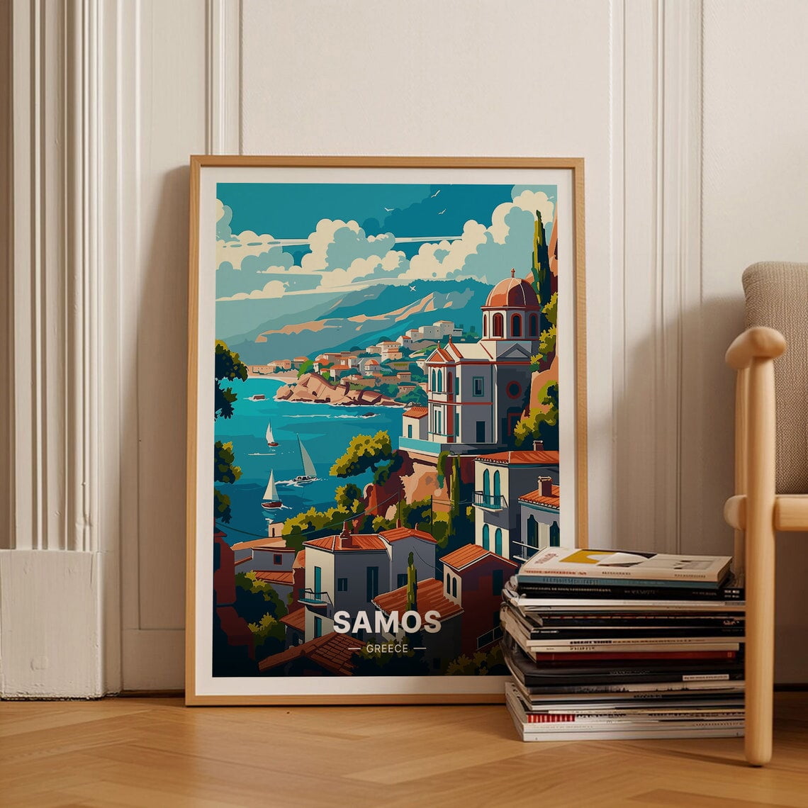 Samos Greece Travel Poster, Artistic Wall Decor For Home & Office ...