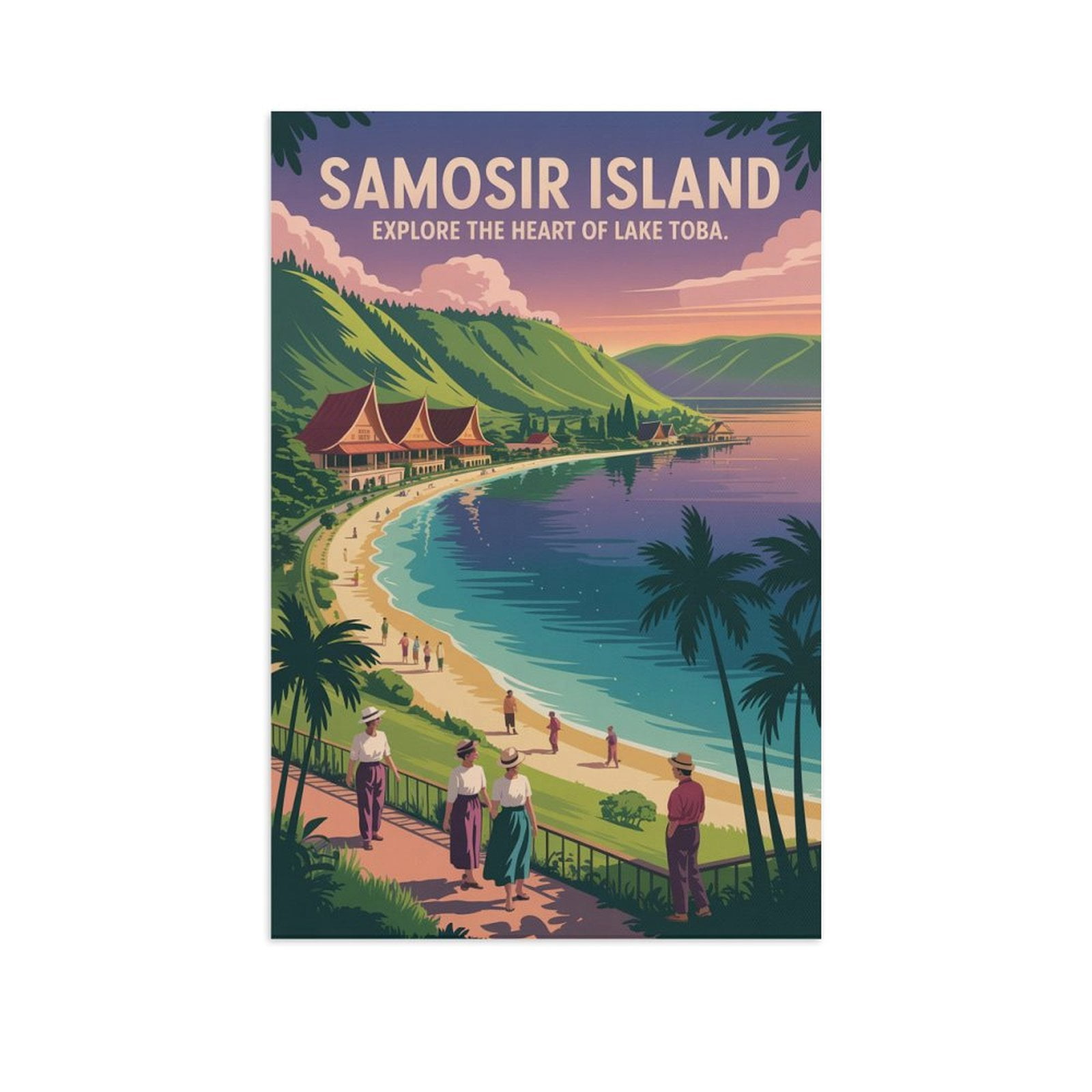 Samosir Island Explore The Heart of Lake Toba Vintage Travel Poster ...