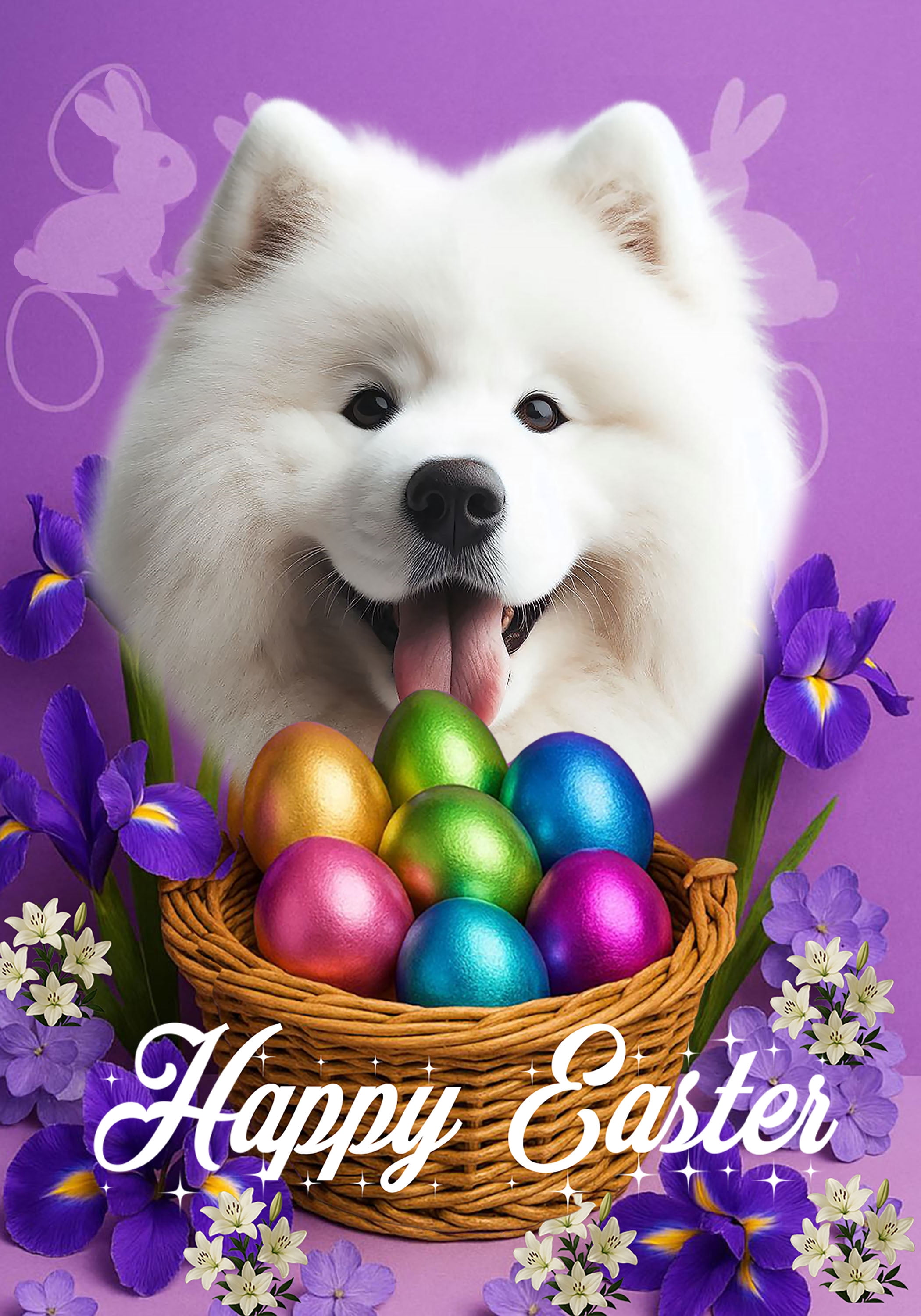 Samoyed - Best of Breed Easter Holiday Outdoor House Flag 28" x 40 ...