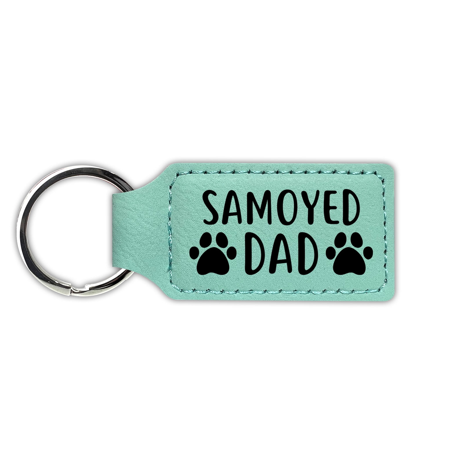 Samoyed Dad Keychain Leatherette Rectangle - Laser Engraved - Many ...