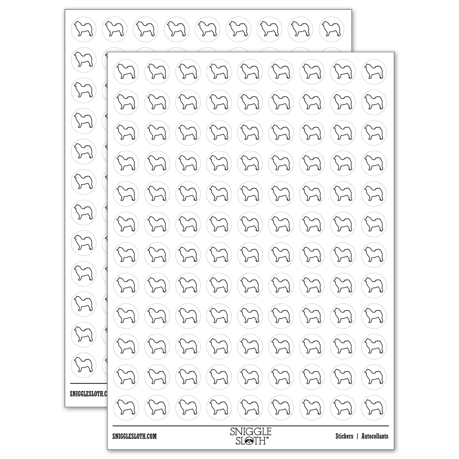 Samoyed Dog Outline 200+ Round Stickers - White - Matte Finish - 0.50 ...