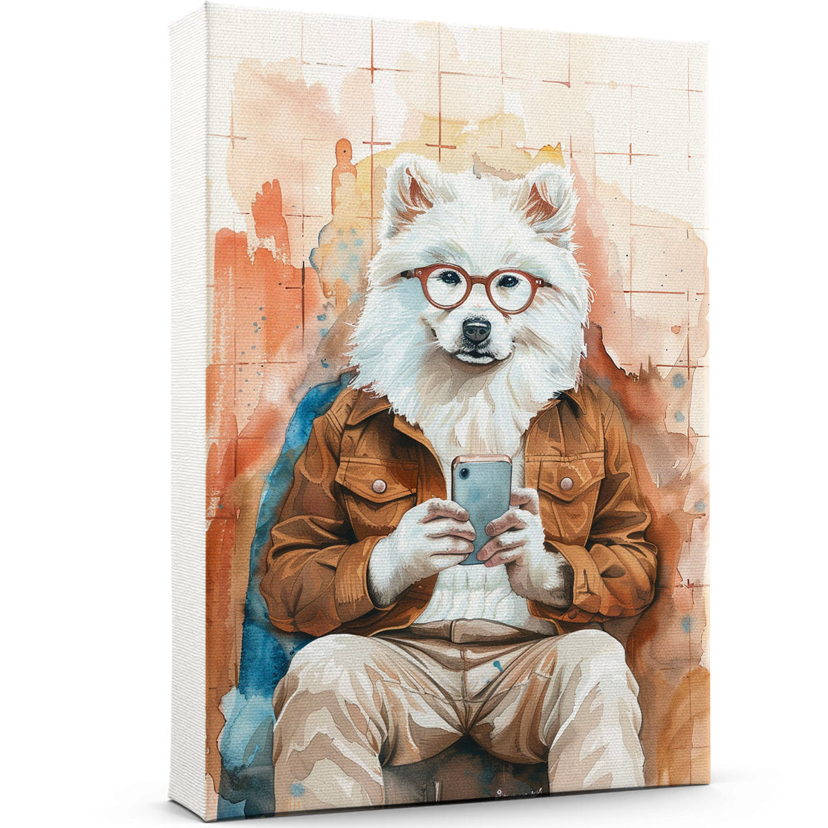 Samoyed Dog Poster Print Bathroom Decor - Samoyed Dog Canvas Wall Art ...