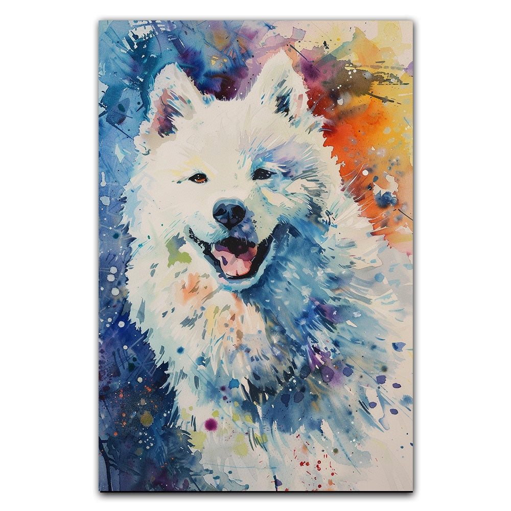 Samoyed Dog Poster Wall Art for Bedroom Living Room Funny Graffiti Dog ...