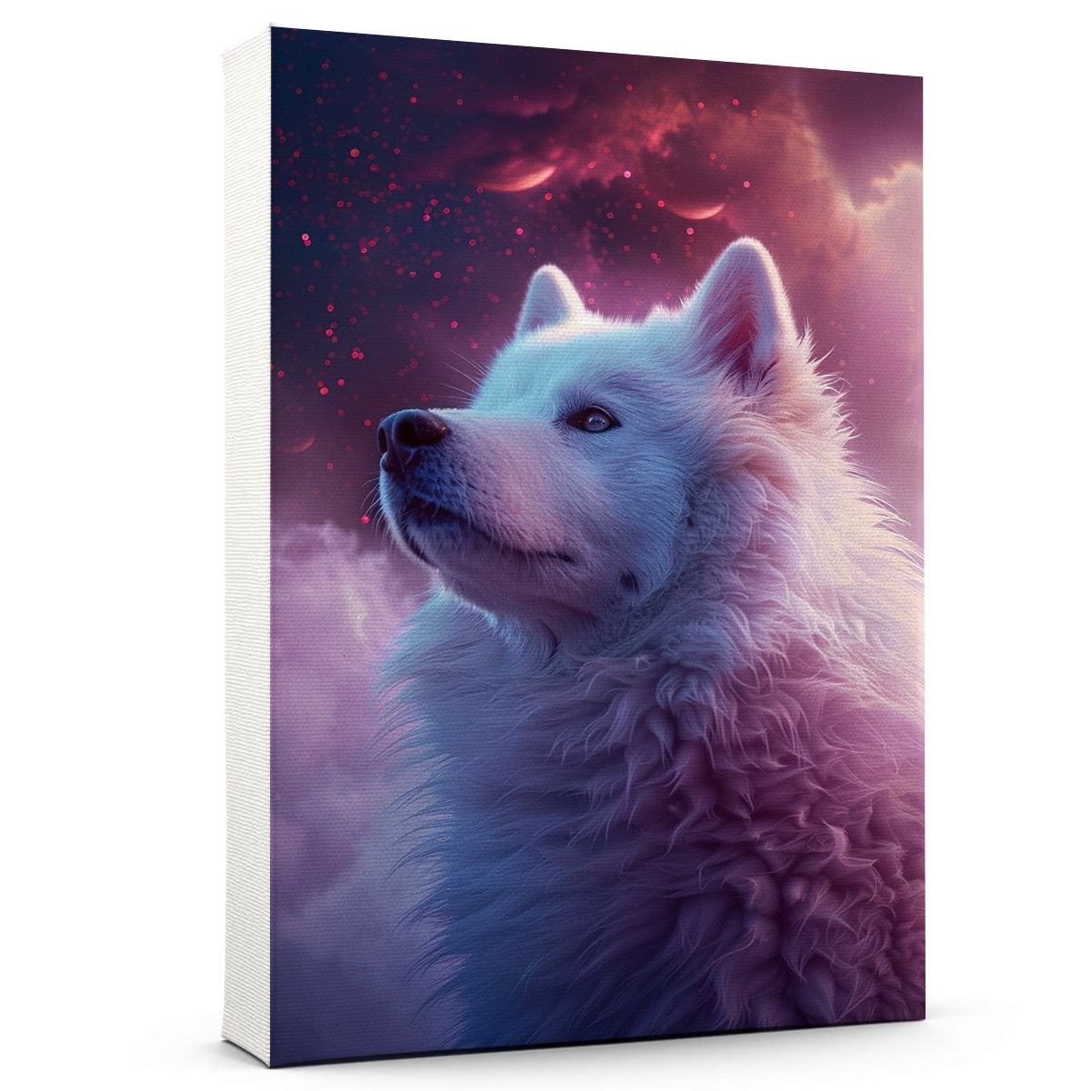 Samoyed Dog Space Painting Poster Unframe, Samoyed Dog Canvas Frame Ready to Hang - Paintings ...