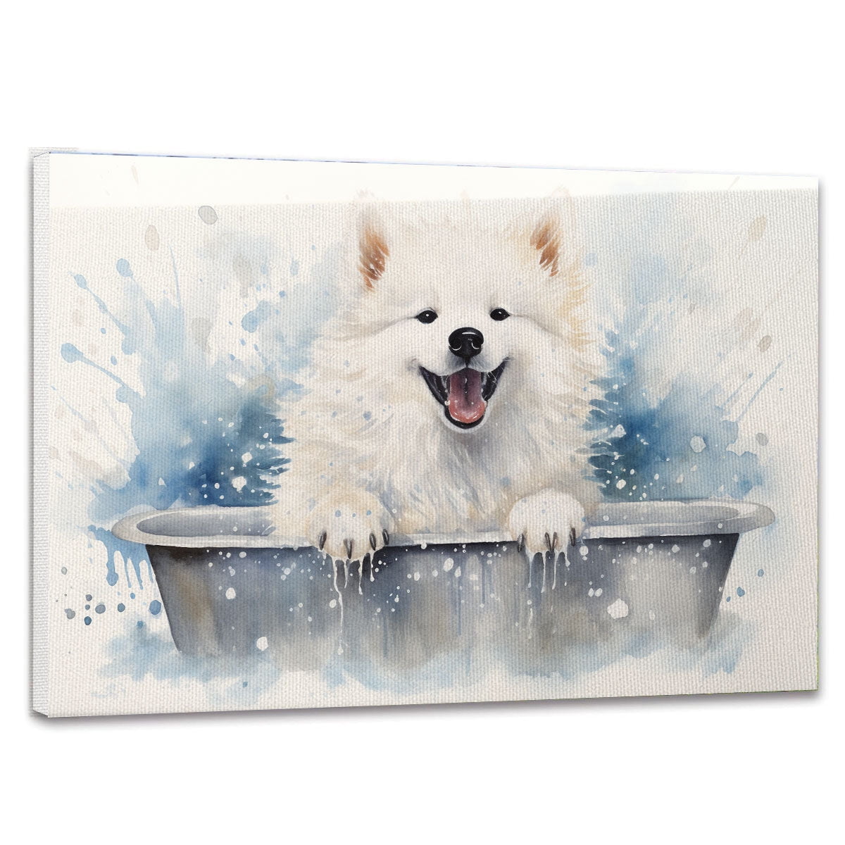 Samoyed Dog Wall Art for Bathroom, Funny Animal Canvas, Canvas Print ...