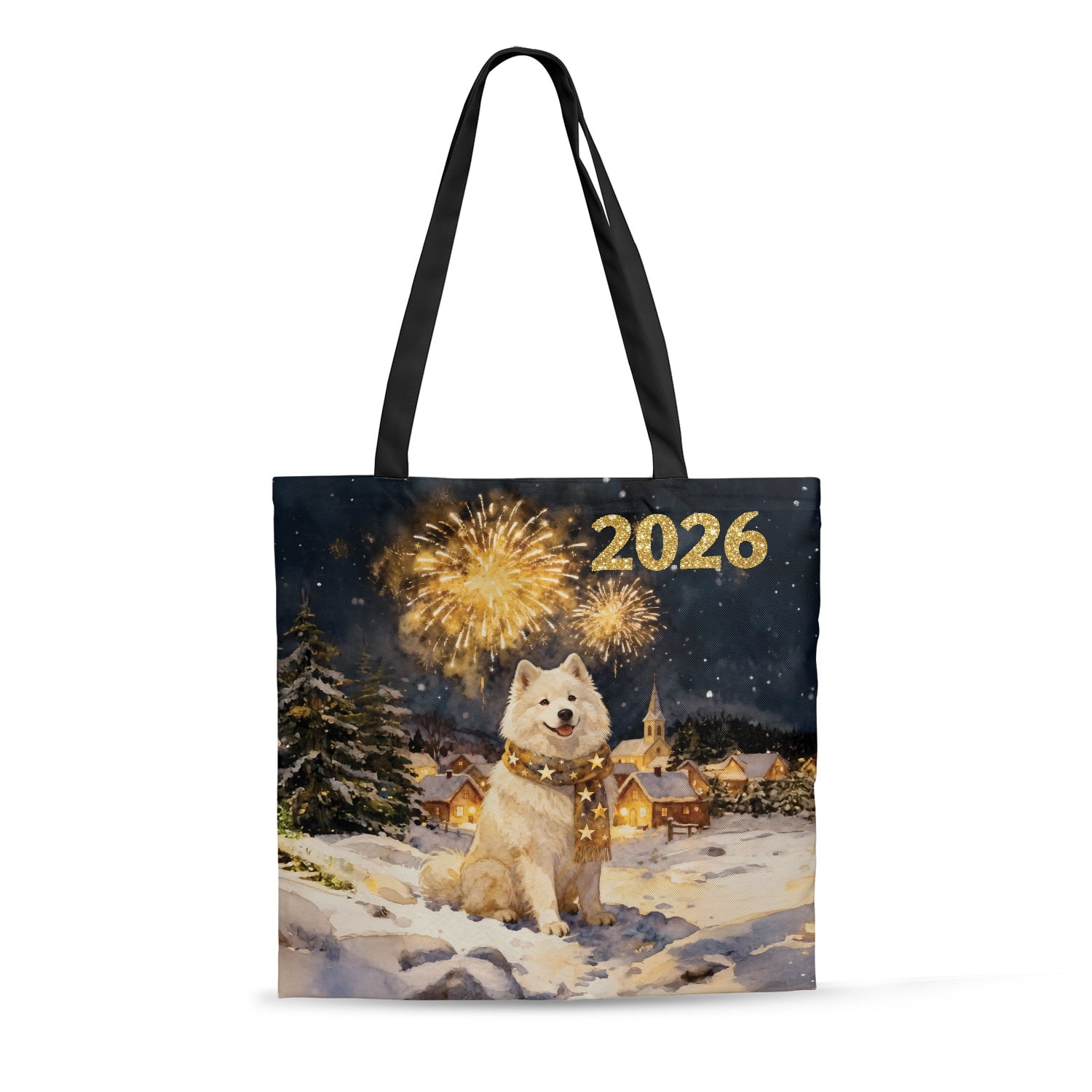 Samoyed Happy New Year 2026 with Fireworks on New Year's Eve All Over ...