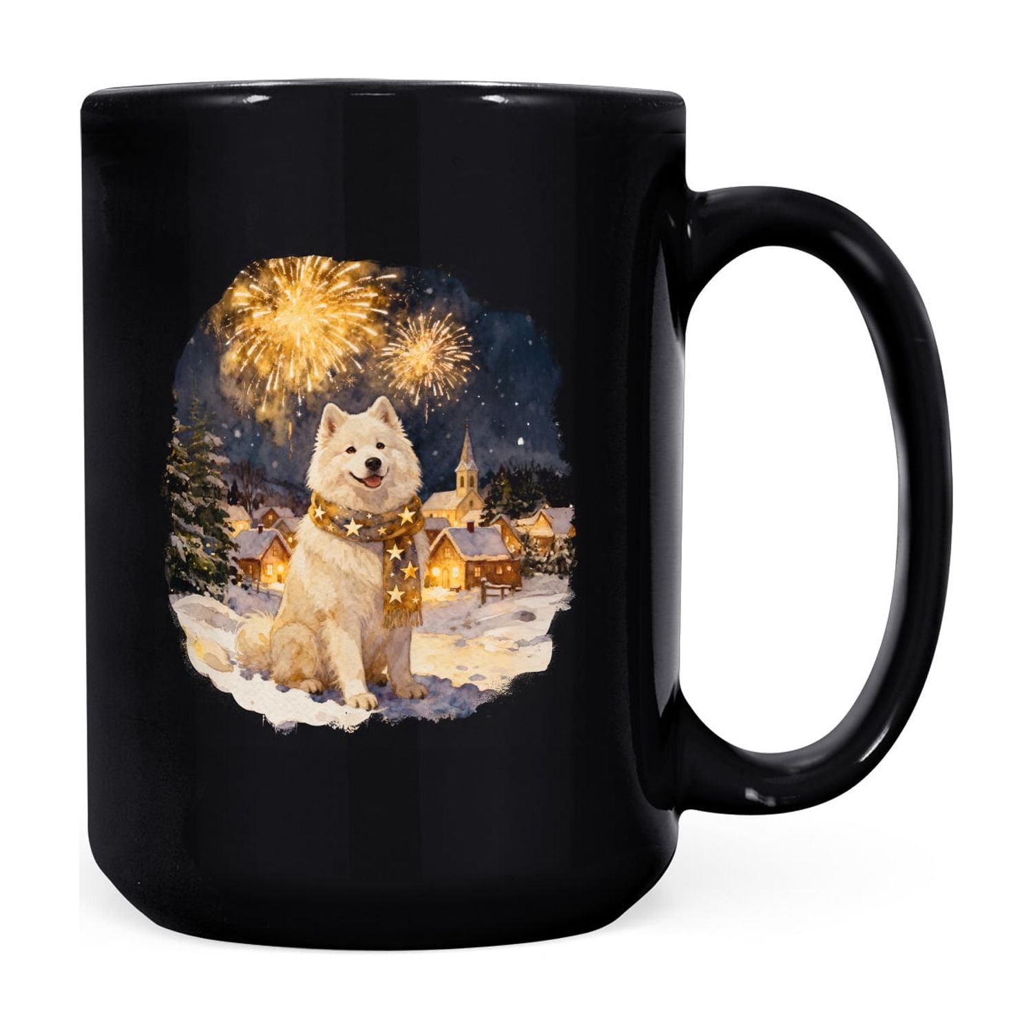 Samoyed Happy New Year 2026 with Fireworks on New Year's Eve Mug ...