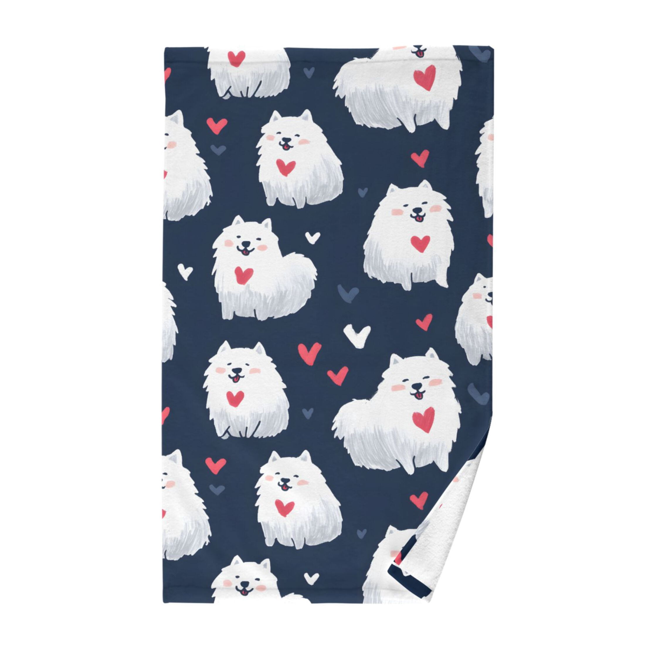 Samoyed Heart Pattern Bath Towel 100% Cotton Soft Thick High Absorbency ...