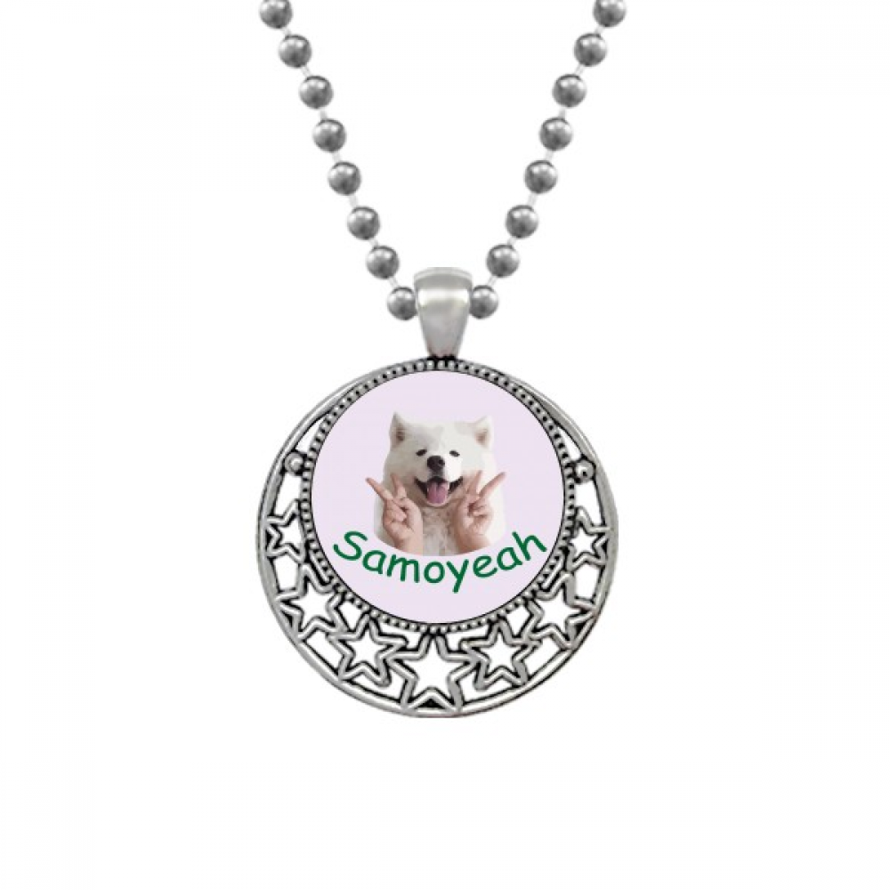 Samoyed Pet Joke Gesture Art Deco Fashion Necklaces Pendant Retro Moon ...