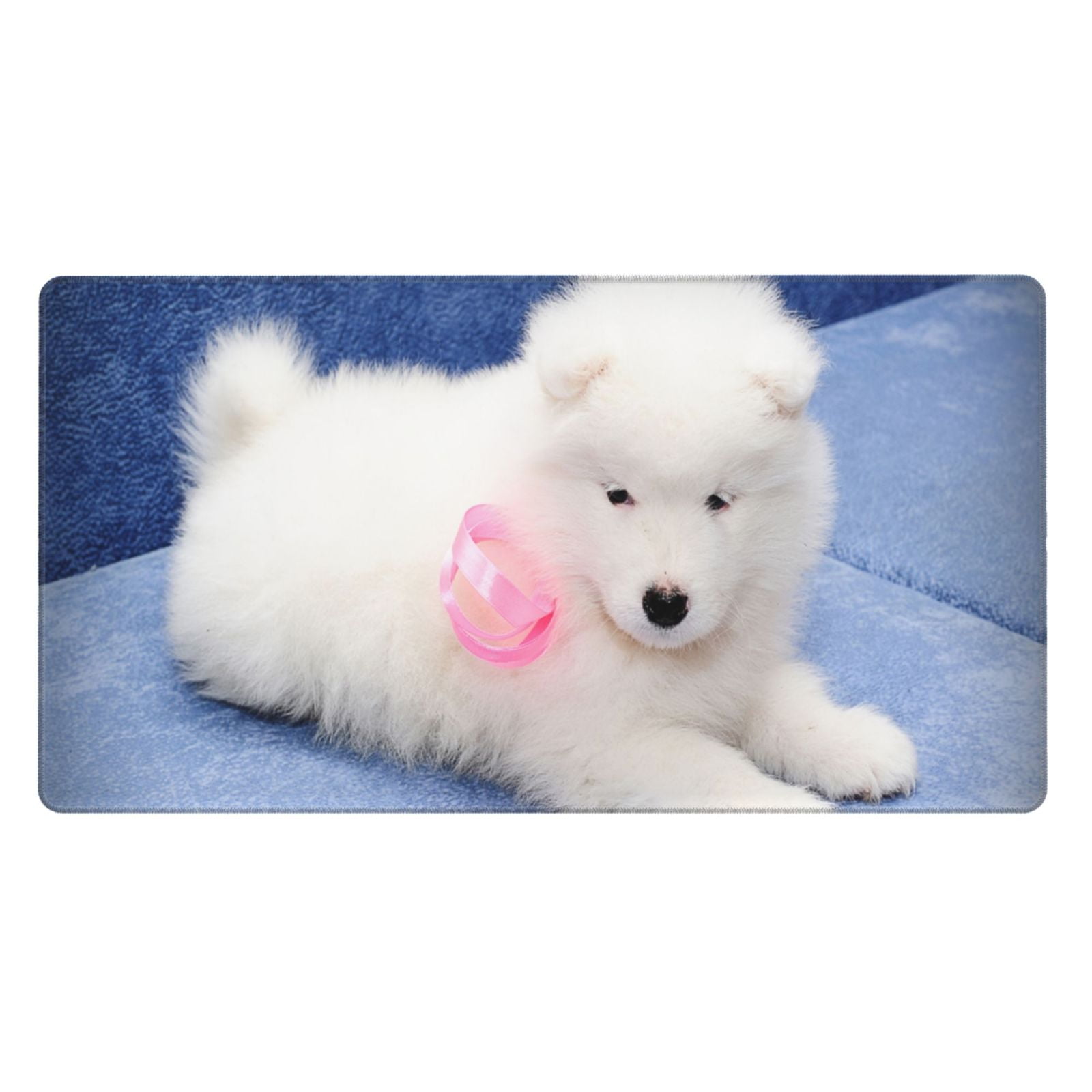 Samoyed Puppy White Dogs Puppy With Bow Furry Mousepad Large Mouse Pad ...