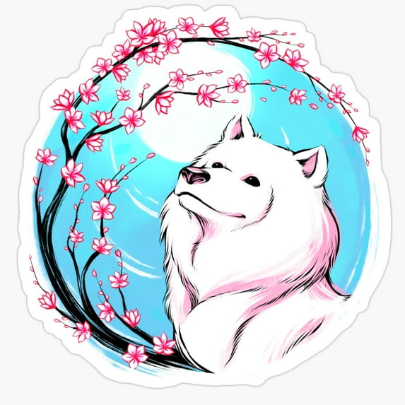 Samoyed Sakura Sticker Phone Decal Water Bottle Stickers Car Decals ...