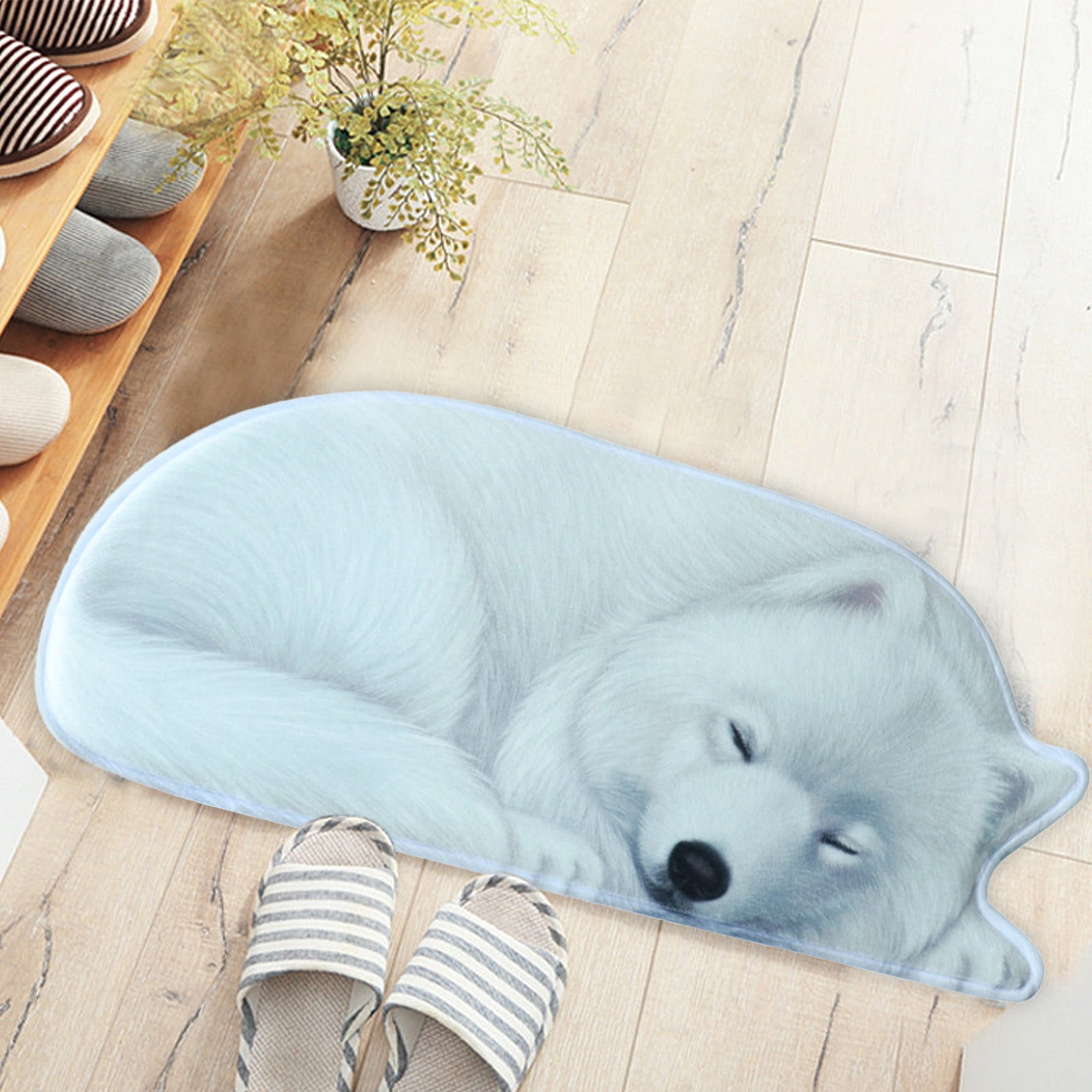 Samoyed Shaped Rug, 3D Samoyed Themed Collection Rug, 34.25x15.74 Inch ...