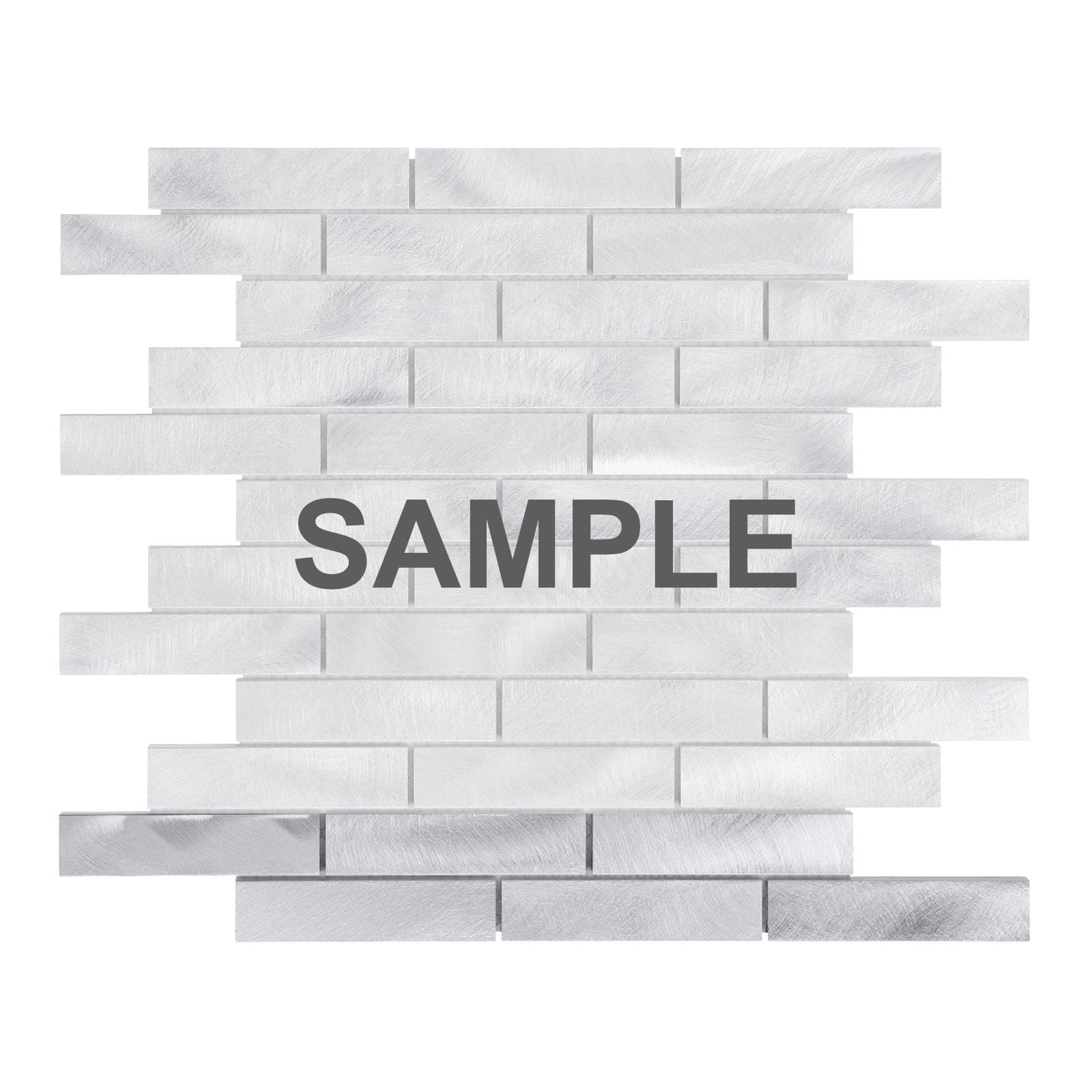 Sample - Aluminum Metallic Metal 2/3 offset Linear Mosaic Tile Kitchen ...
