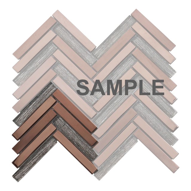 Sample - Brown Rose Gold Metal Metallic Glass Blended Herringbone ...