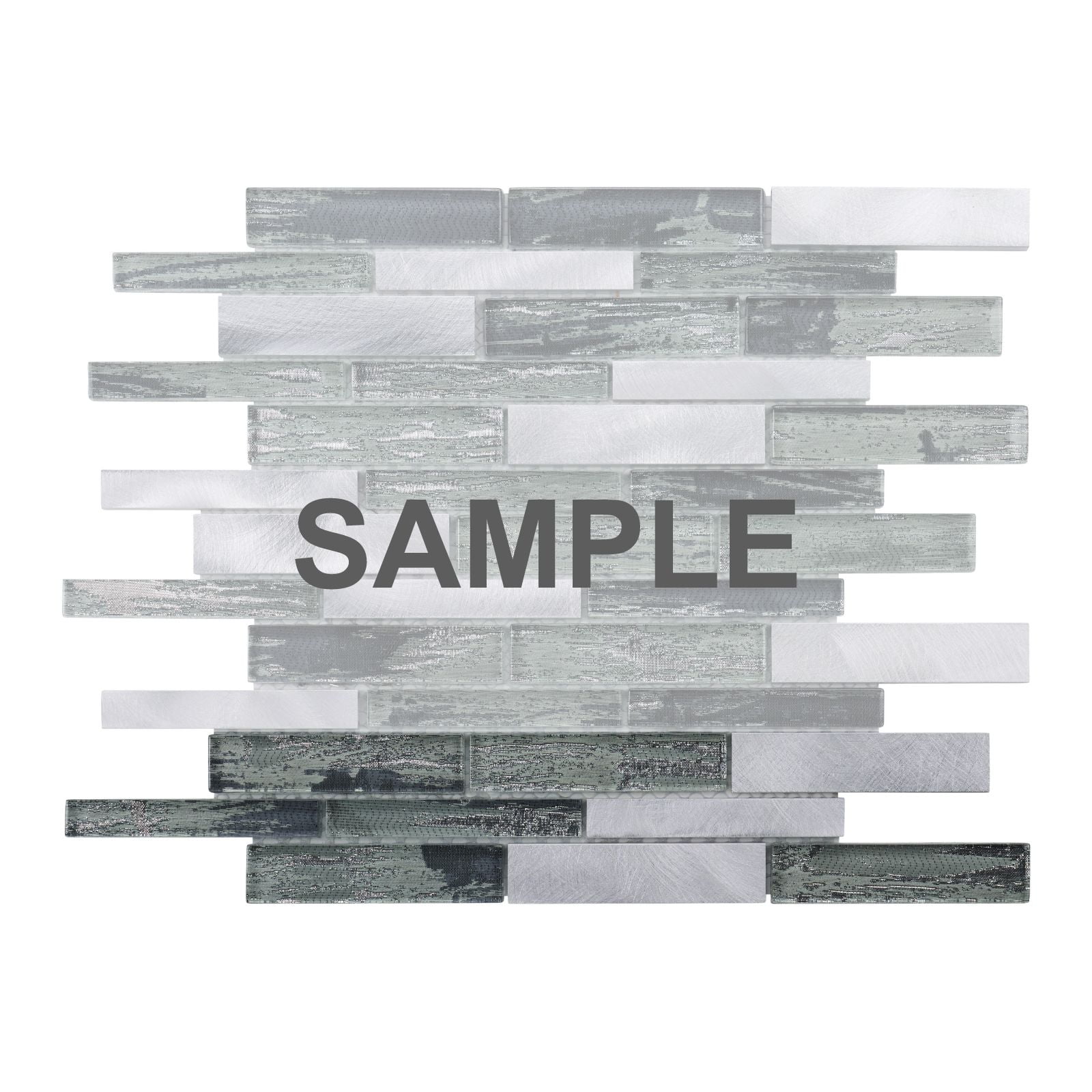 Sample - Gray Hand Brushed Infused Glass Aluminum Metallic Mosaic Tile ...