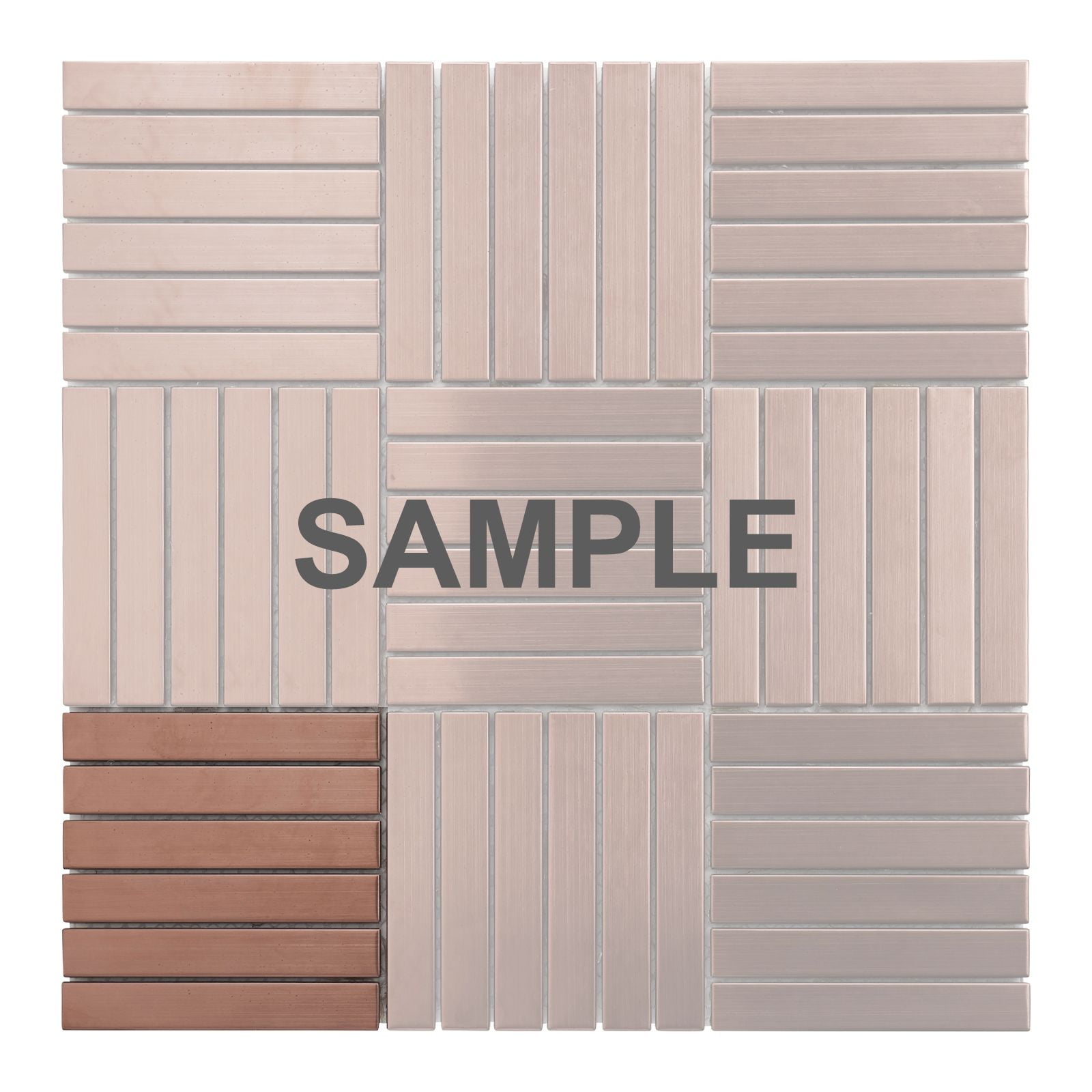 Sample - Rose Gold Copper Color Metallic Metal Basketweave Parquet ...