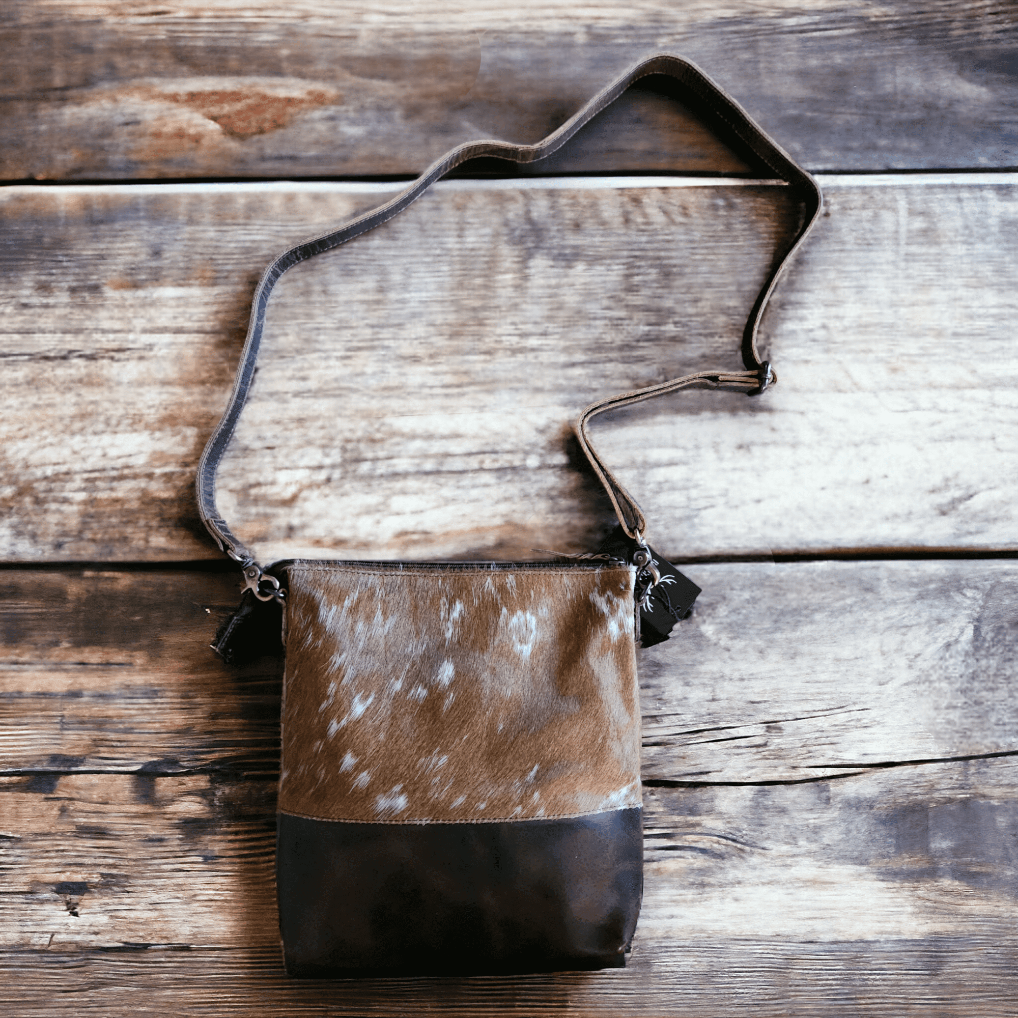Sample Sale Highlands Genuine Cowhide Large Dark Brown Crossbody Bag ...