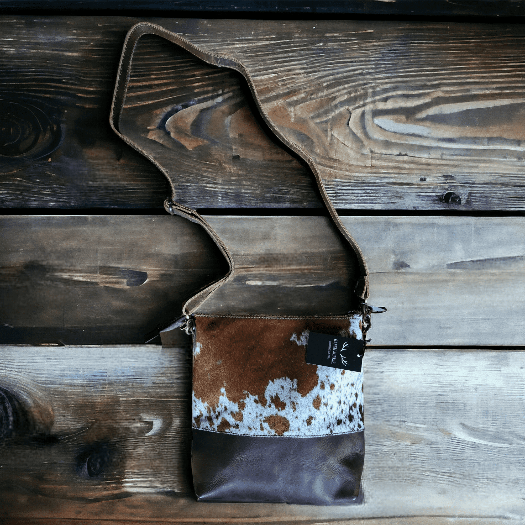 Sample Sale Highlands Genuine Cowhide Large Dark Brown Crossbody Bag ...