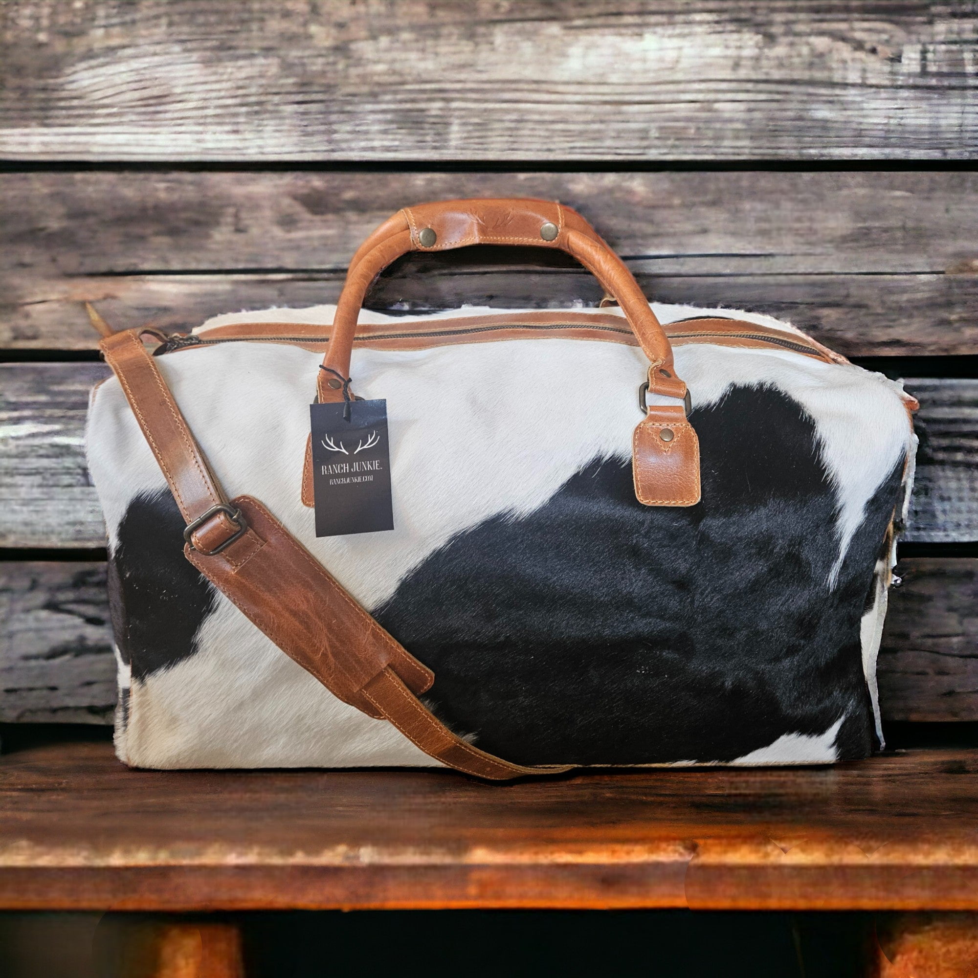 Sample Sale Highlands Tricolor Large Genuine Cowhide Weekender Cowhide ...