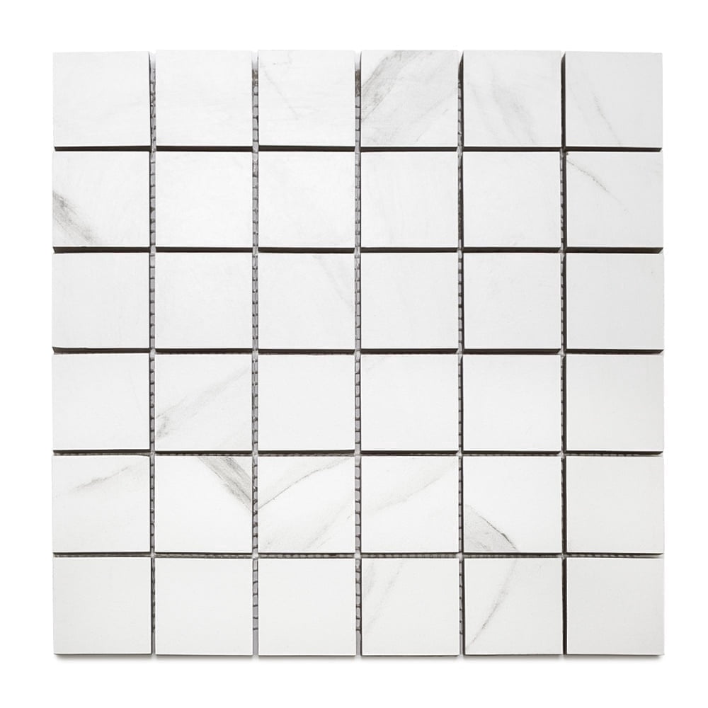 The Tile Life Monarch 4" x 4" Calacatta Matte Porcelain Mosaic Tile ...