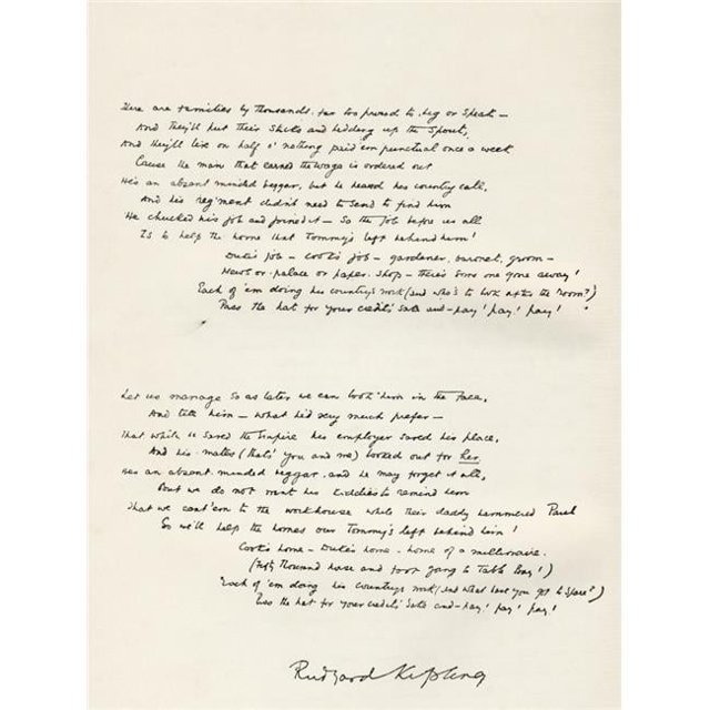 Sample of Rudyard Kipling Handwriting - 13 x 17 - Walmart Business Supplies