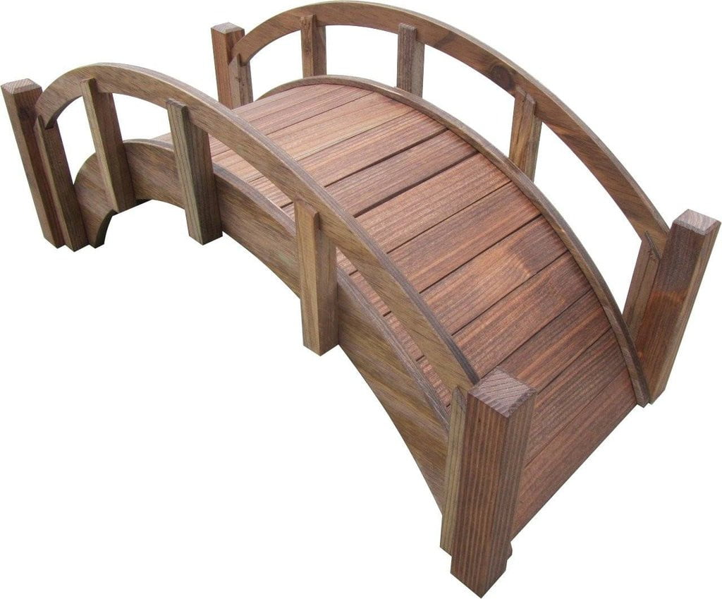 SamsGazebos Miniature Japanese Wood Garden Bridge, 25-Inch, Brown ...