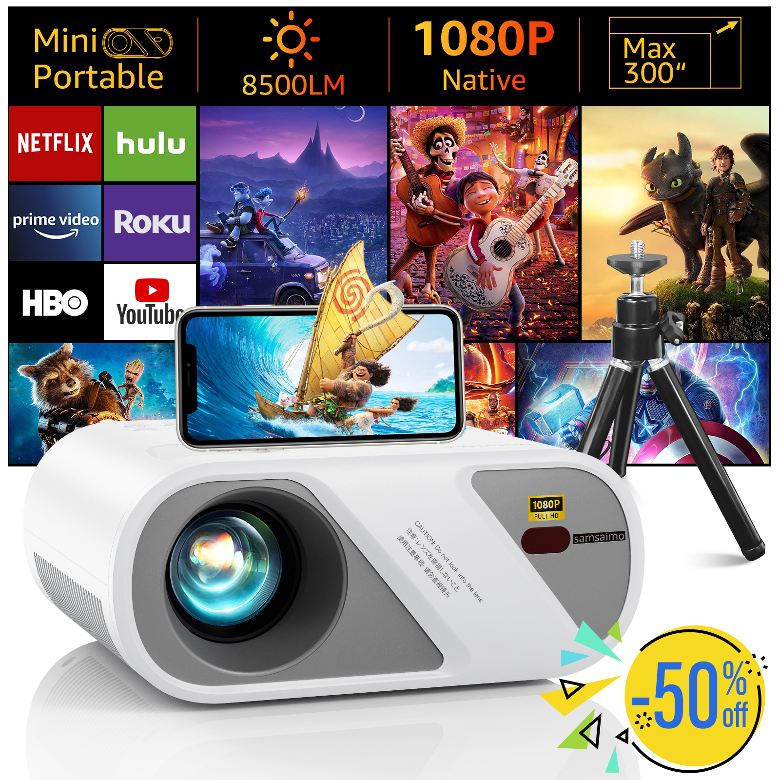 PYLE PRJAND805 - HD Mini Hi-Res Smart Projector with Built-in Android ...