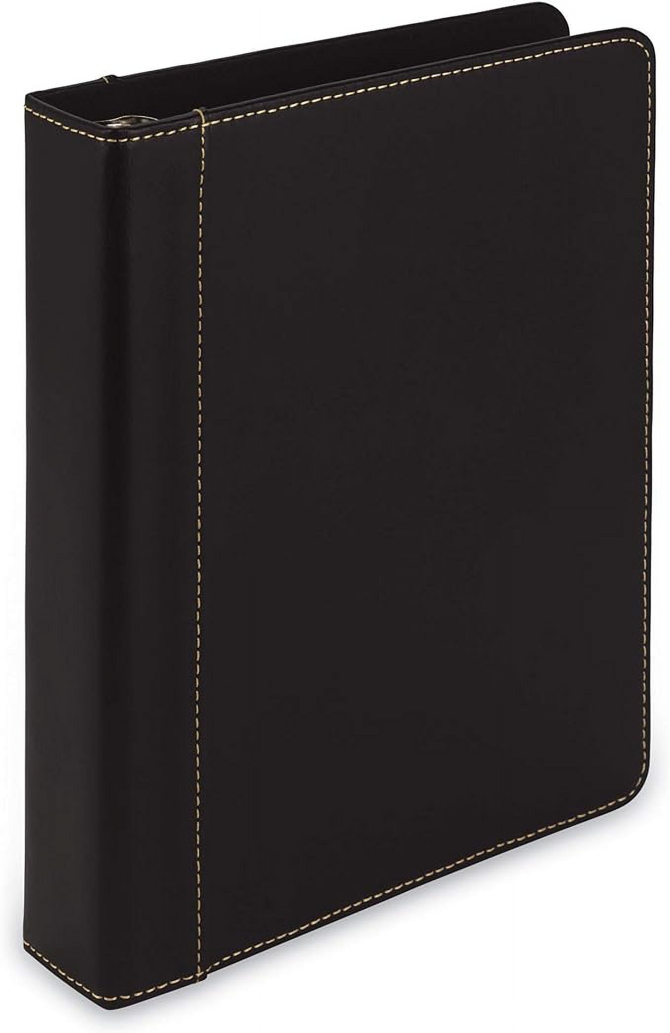 Samsill 1" Junior Size Contrast Stitch Leather 3 Ring Binder, Holds 8.5 ...