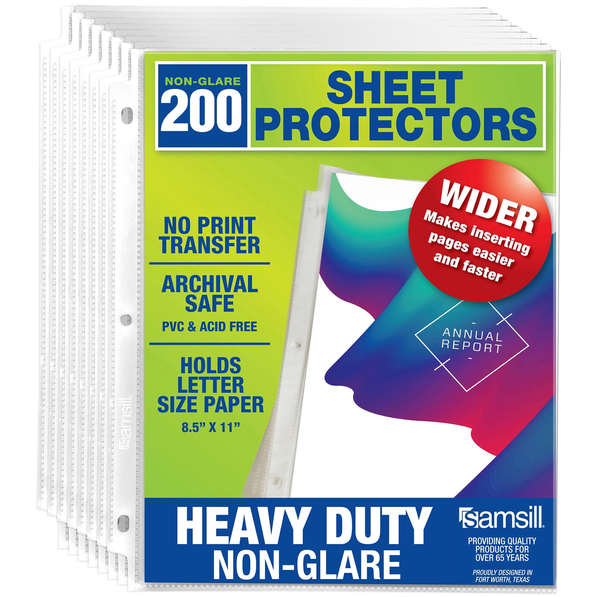 Samsill 200 Pack Heavy Duty Sheet Protectors, Non-Glare, 8.5x11 Inch ...