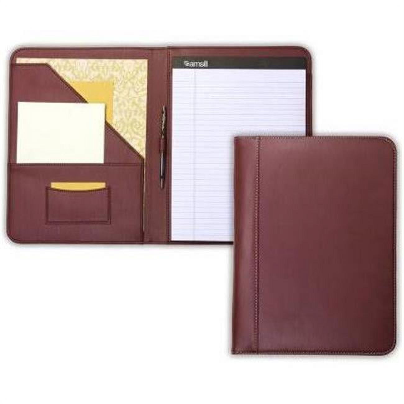 Samsill 8.5 x 11 in. Contrast Stitch Leather Padfolio Writing Pad ...