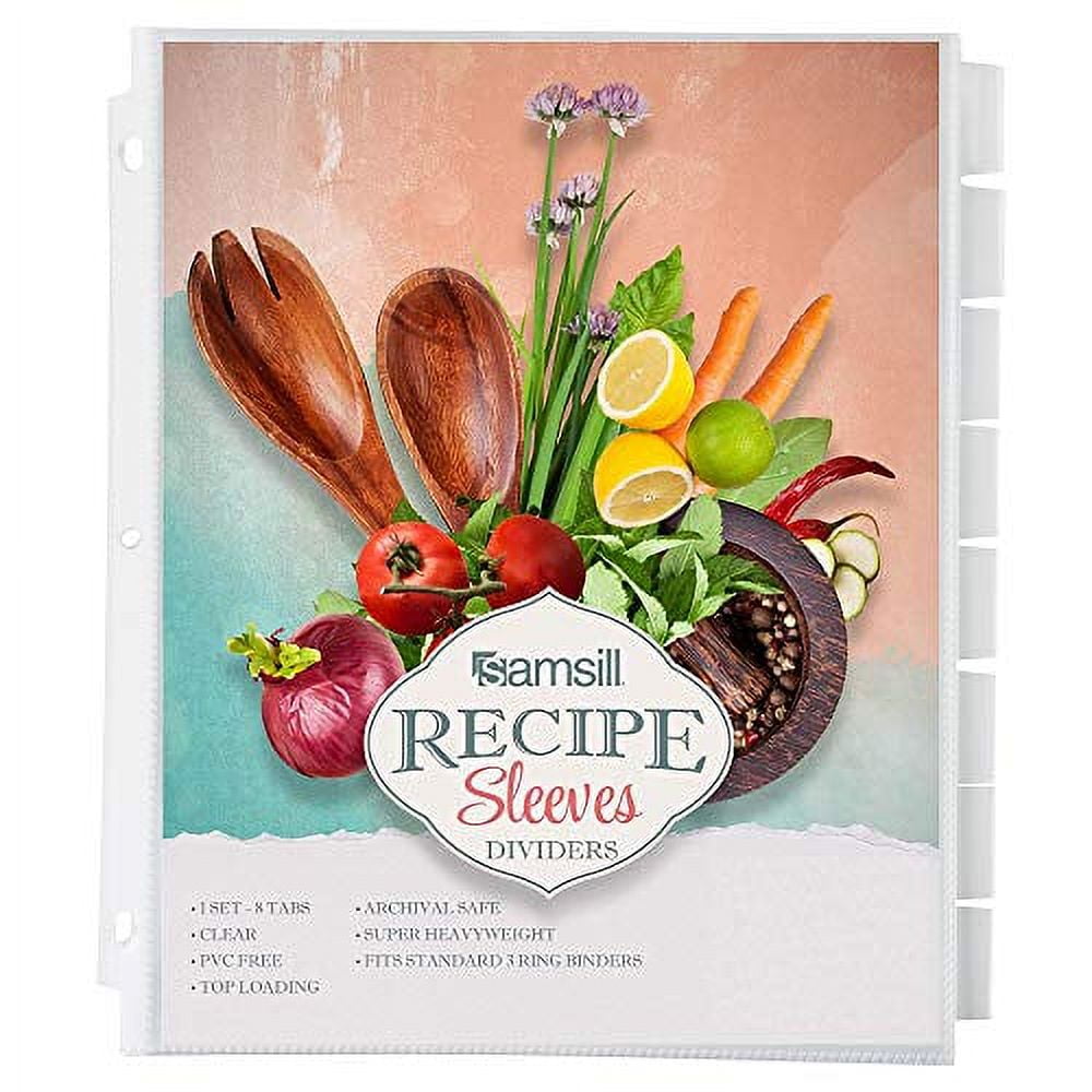 Samsill 8 Tab Recipe Dividers, Recipe Sleeves, Sheet Protector Dividers ...