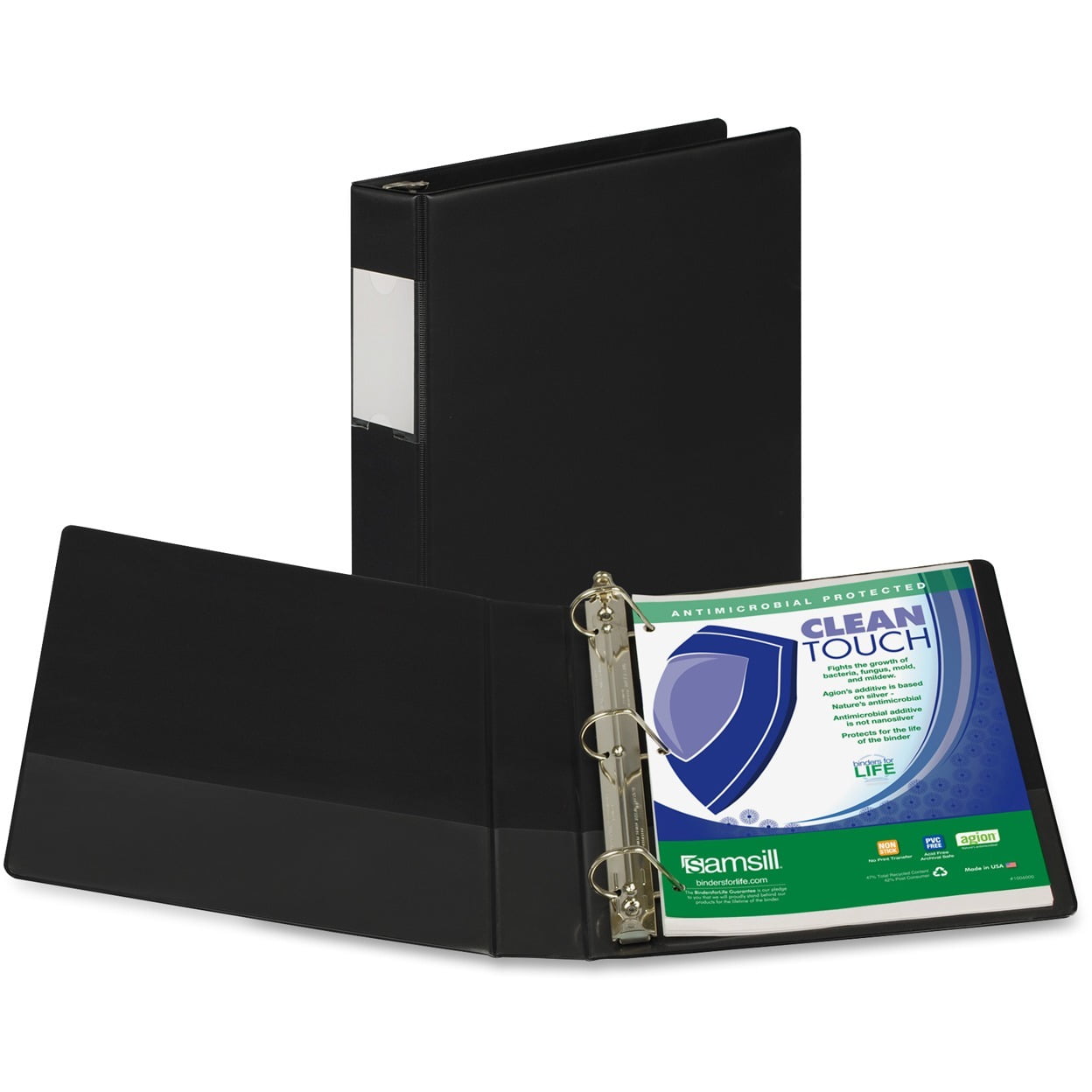 Samsill Clean Touch 1.5" Reference Binder with Label Holder Protected ...