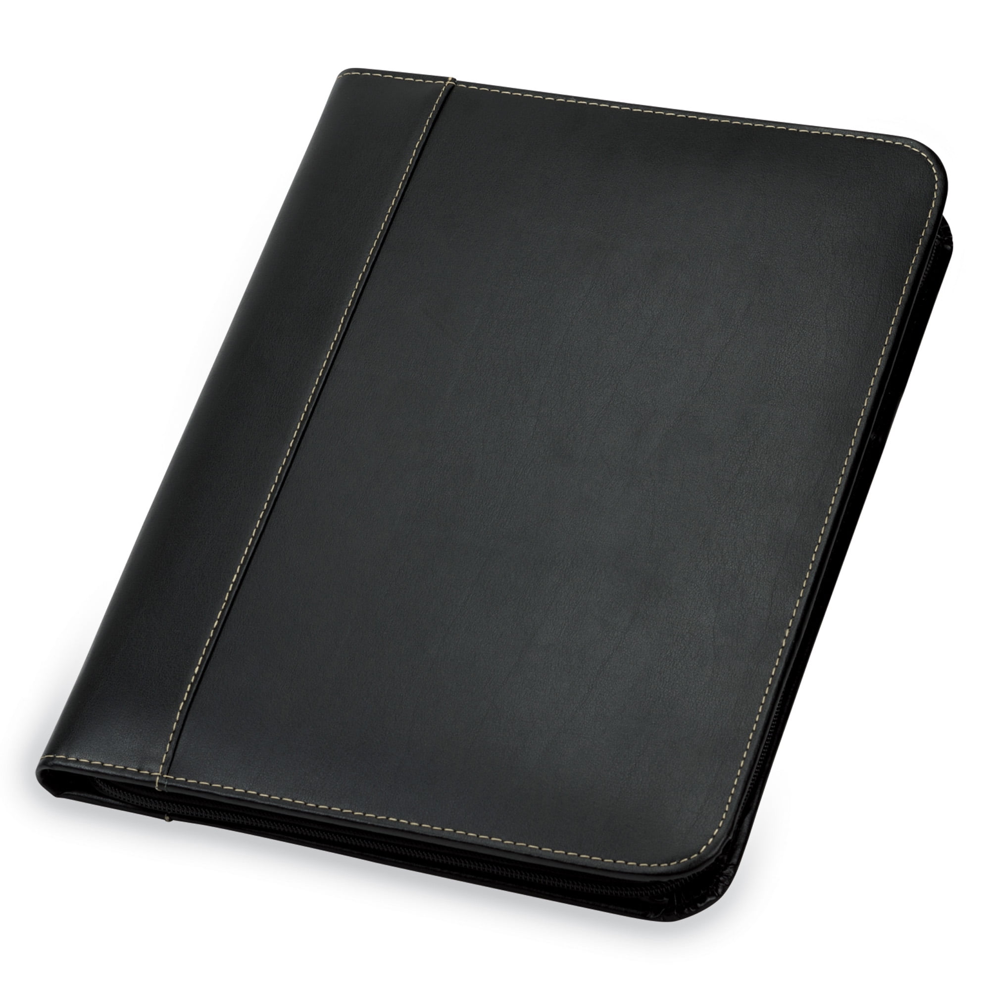 Samsill Contrast Stitch Leather Zipper Padfolio, 8.5"x11" Writing Pad ...