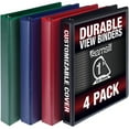 Samsill Durable 1 Inch Binder - Basic Assortment - 4 Pack, Black, Blue ...