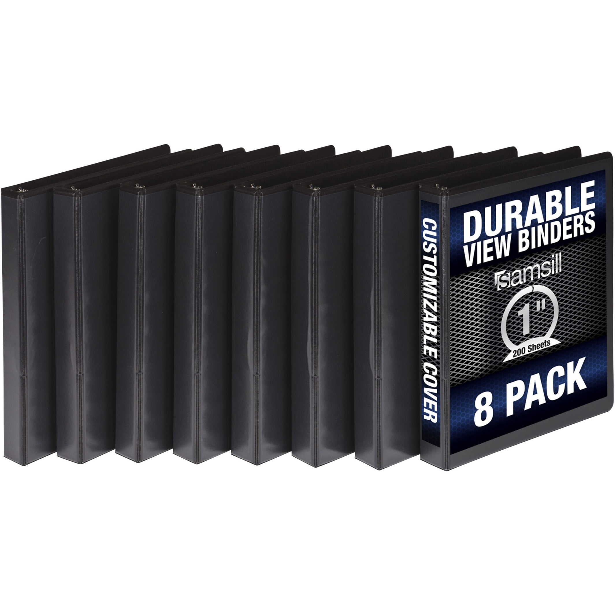 Samsill Durable 1 Inch Round Ring View Binder - Black 8 Pack, Black ...