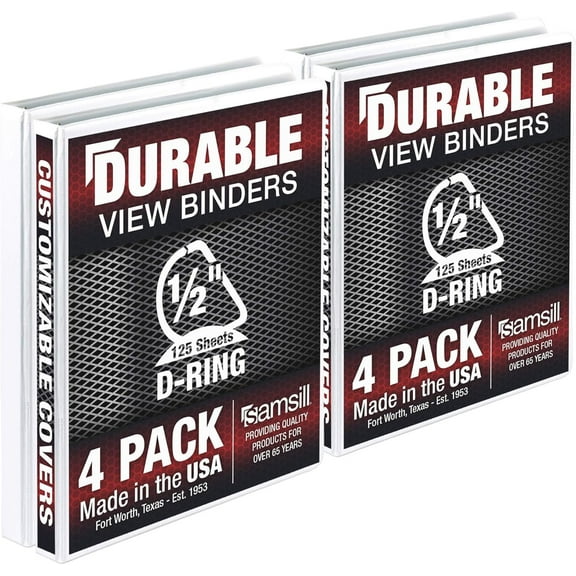 5 inch Binder, Heavy Duty, 3 Ring, Customizable View, D-Ring, 2-Pack ...