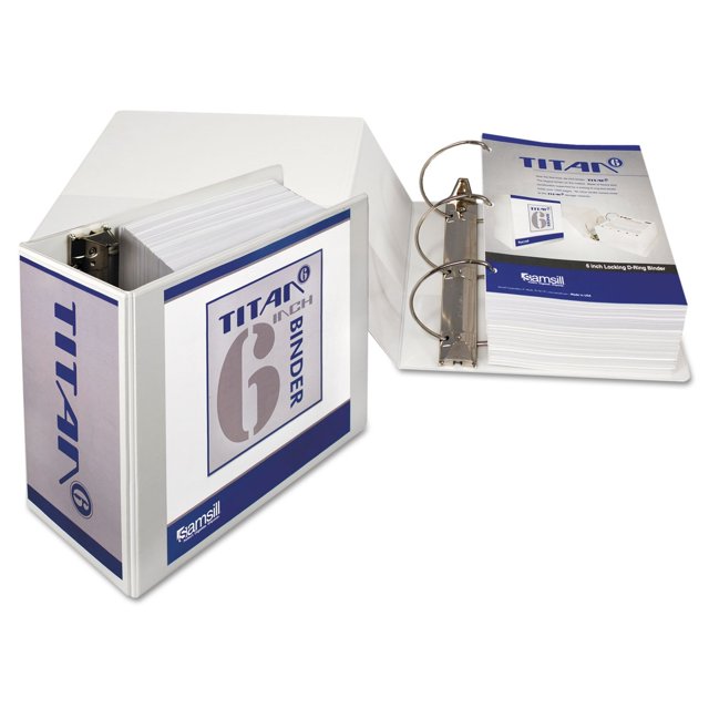 Samsill White 6" Durable Locking D-Ring View Binder, Clear Overlays, 2 ...