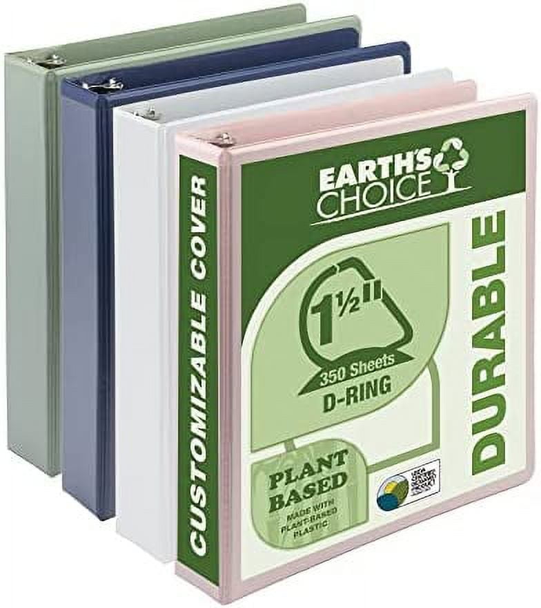 Samsill Earth's Choice, 1.5" Durable D-Ring View Binder 4 Pack, USDA ...