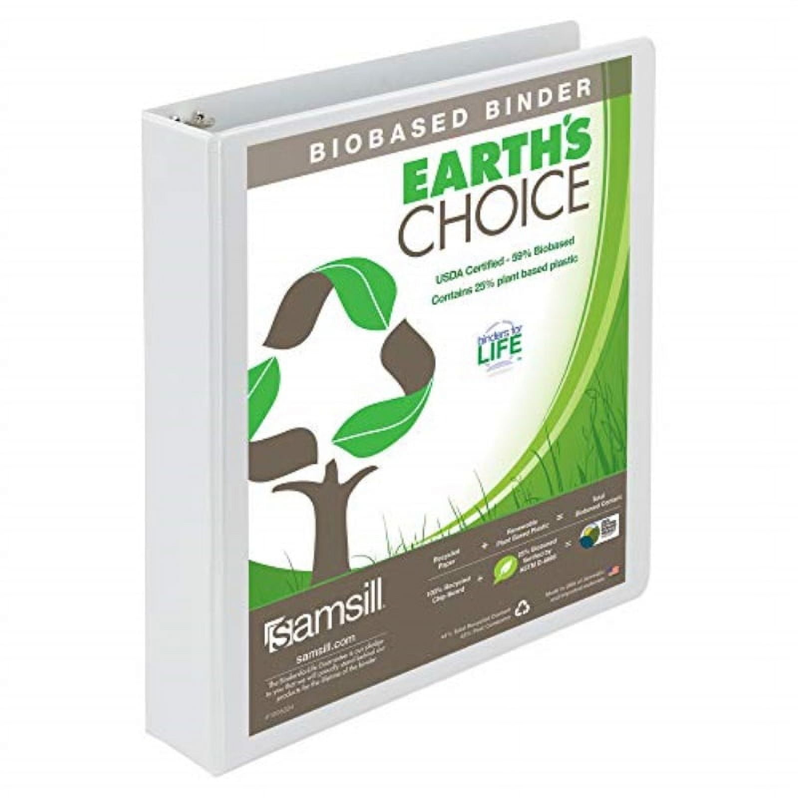 Samsill Earth's Choice Biobased 3 Ring View Binder, 1.5 Inch D-Ring, Up ...