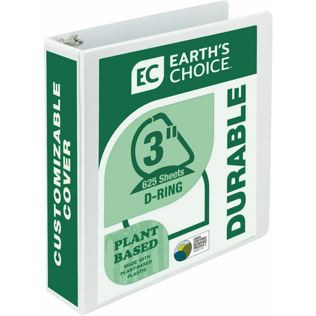 Samsill Earth's Choice Biobased + Biodegradable D-Ring View Binder 3 ...