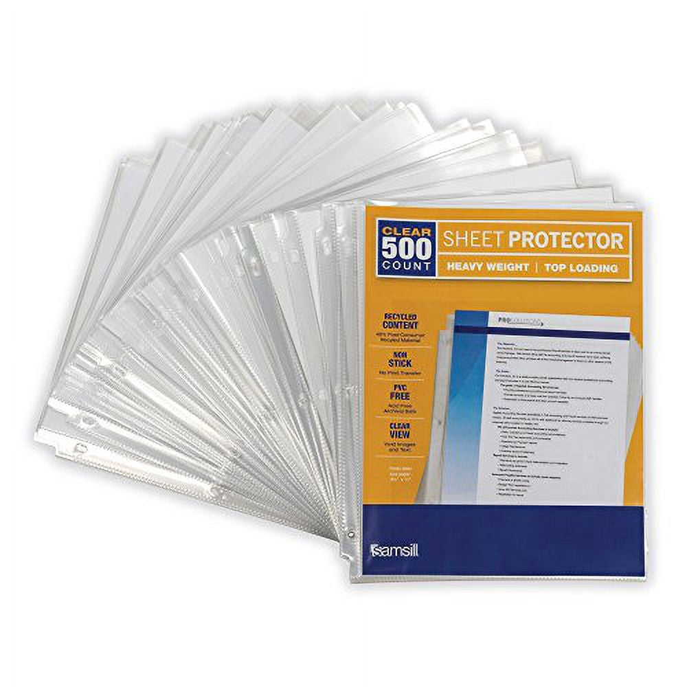 Samsill Heavyweight Clear Recycled Sheet Protectors, Box of 500, 40 ...