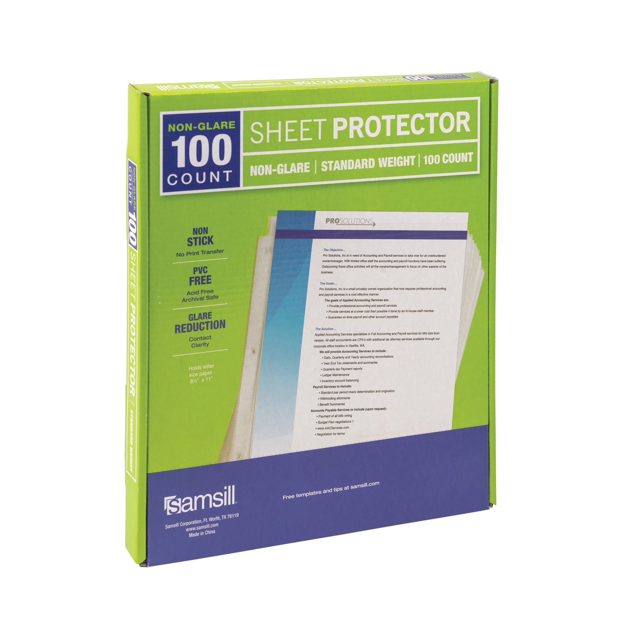 Samsill Heavyweight Non-Glare Sheet Protectors - 100 Pack - Walmart.com